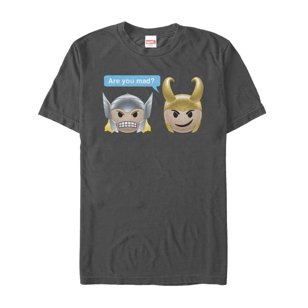 Men's Marvel Thor Loki Mad Emoticon Graphic Tee Charcoal Large ...