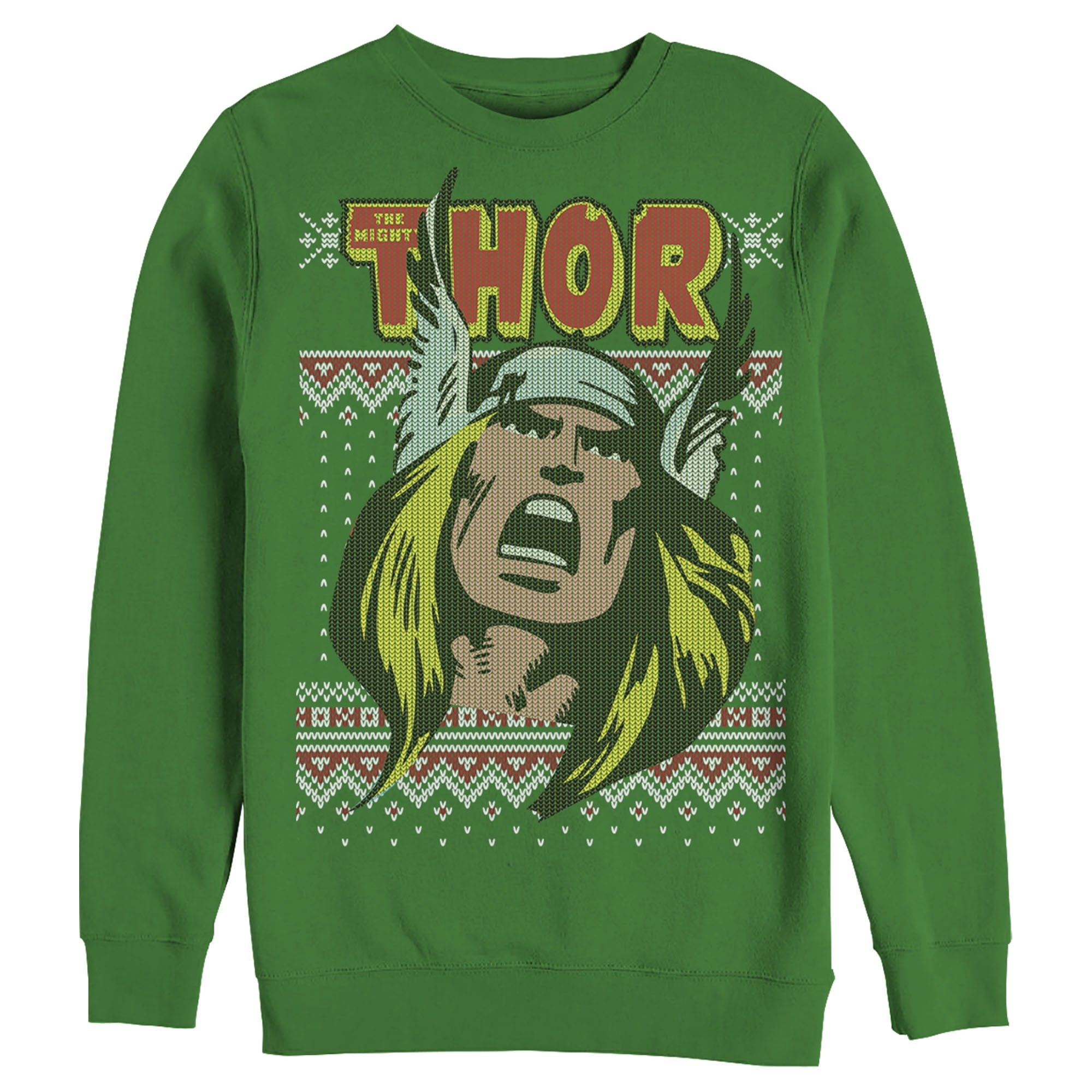 Men's Marvel Thor Retro Comic Holiday Ugly Sweater Sweatshirt Kelly ...