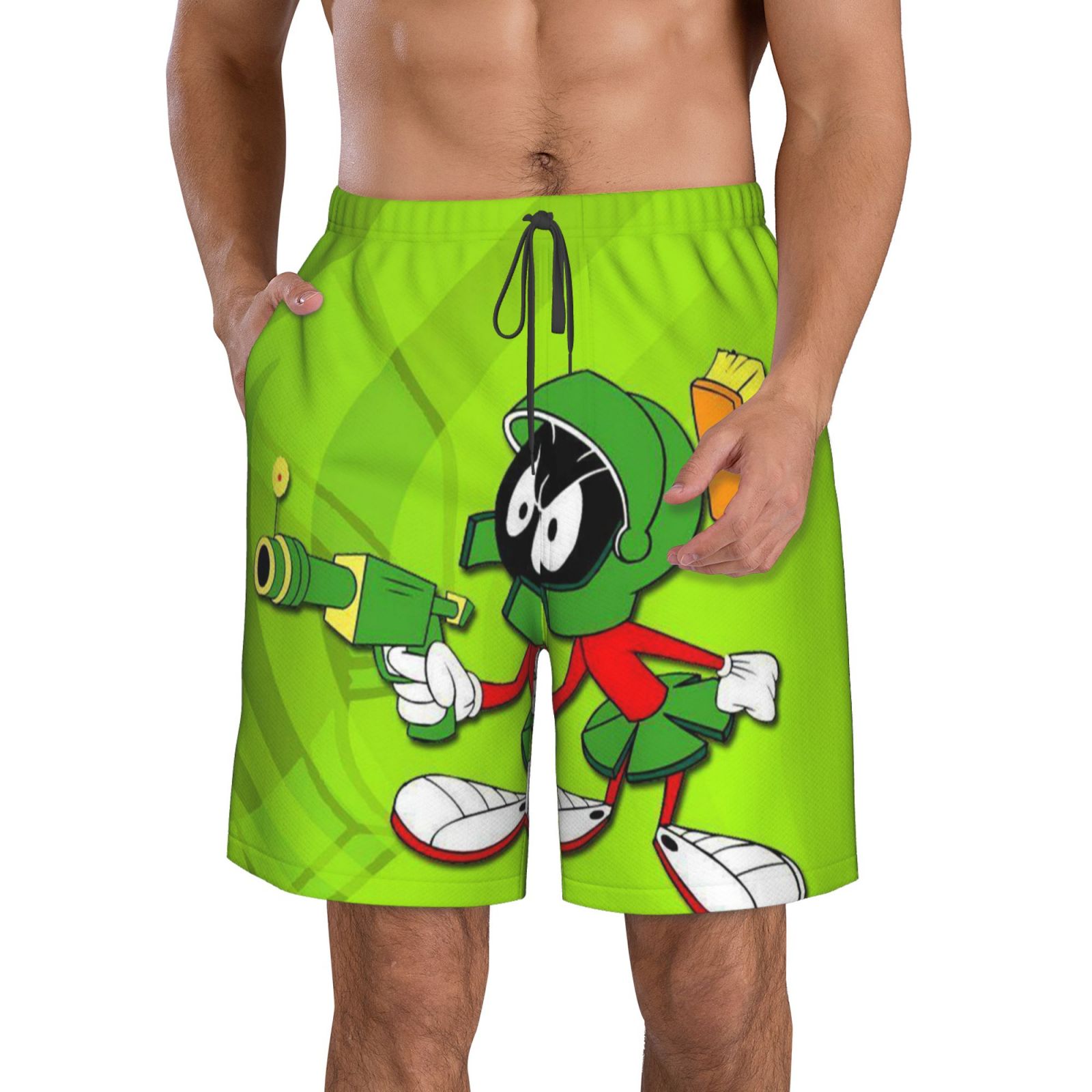 Men's Marvin the Martian Beach Shorts Hot Summer Swim Trunks Sports ...