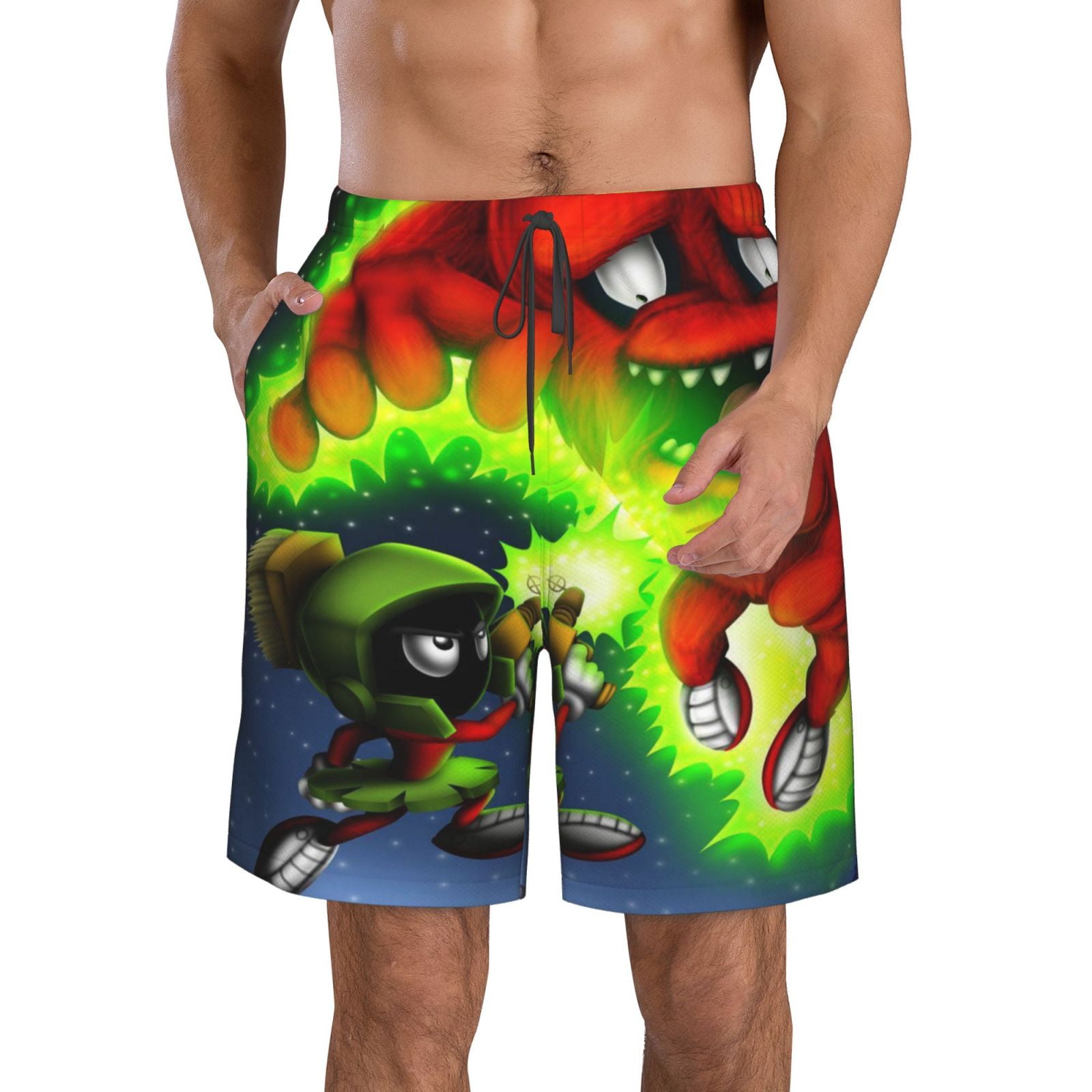 Men's Marvin the Martian Beach Shorts Hot Summer Swim Trunks Sports ...