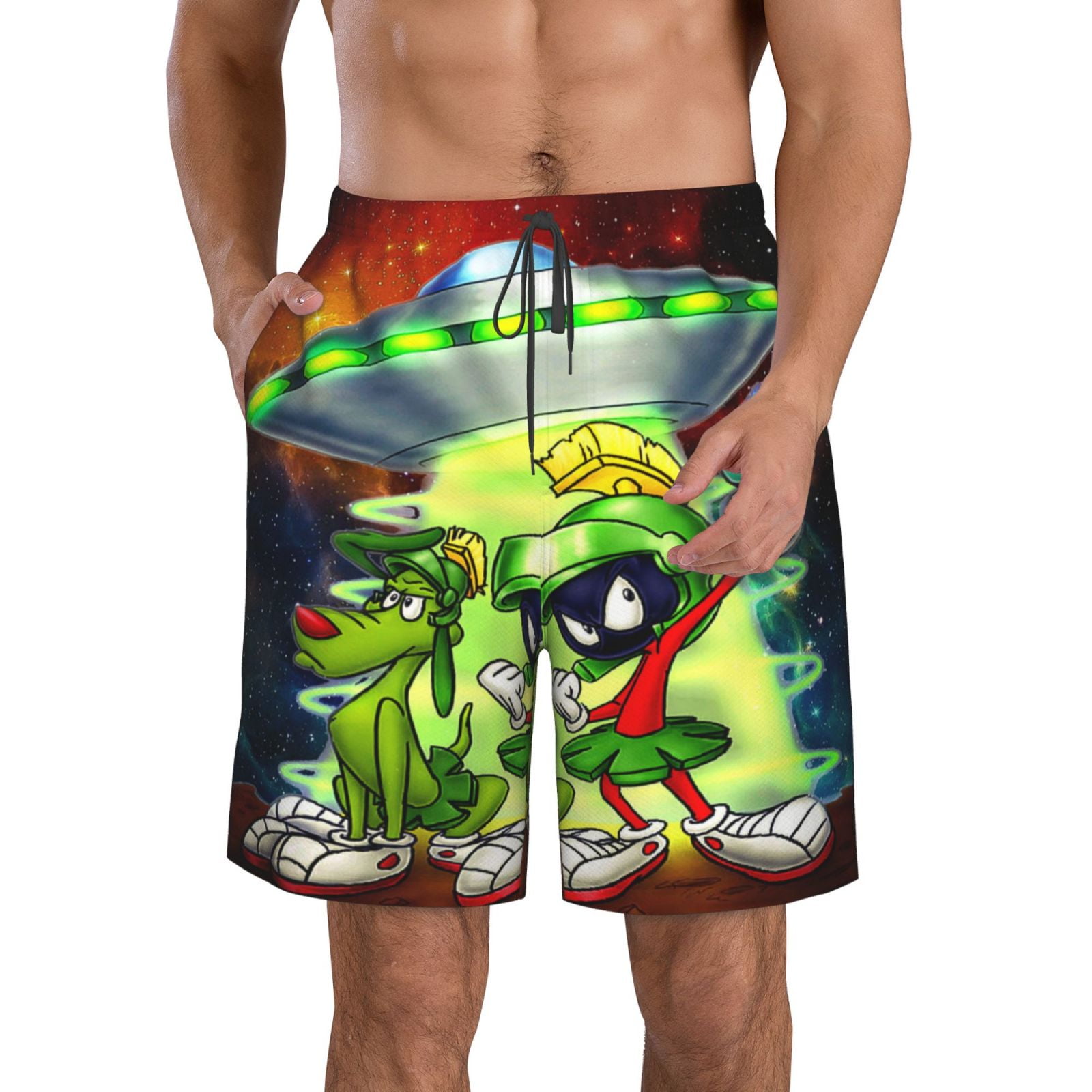 Men's Marvin the Martian Beach Shorts Hot Summer Swim Trunks Sports ...