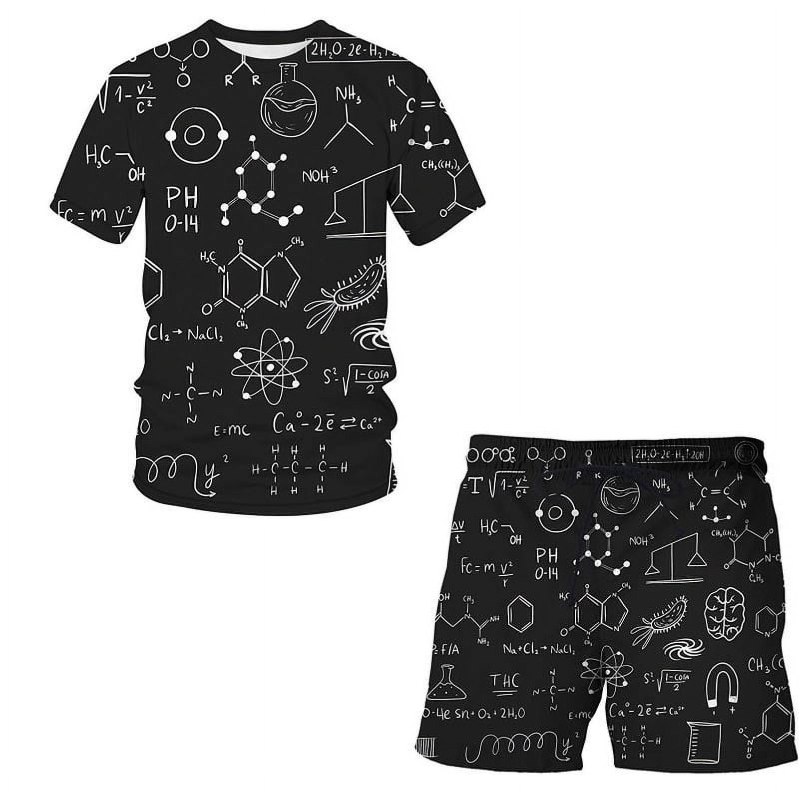 Men Sets Outfits 2 Piece Summer Fashion Mathematical Formula 3D Digital ...