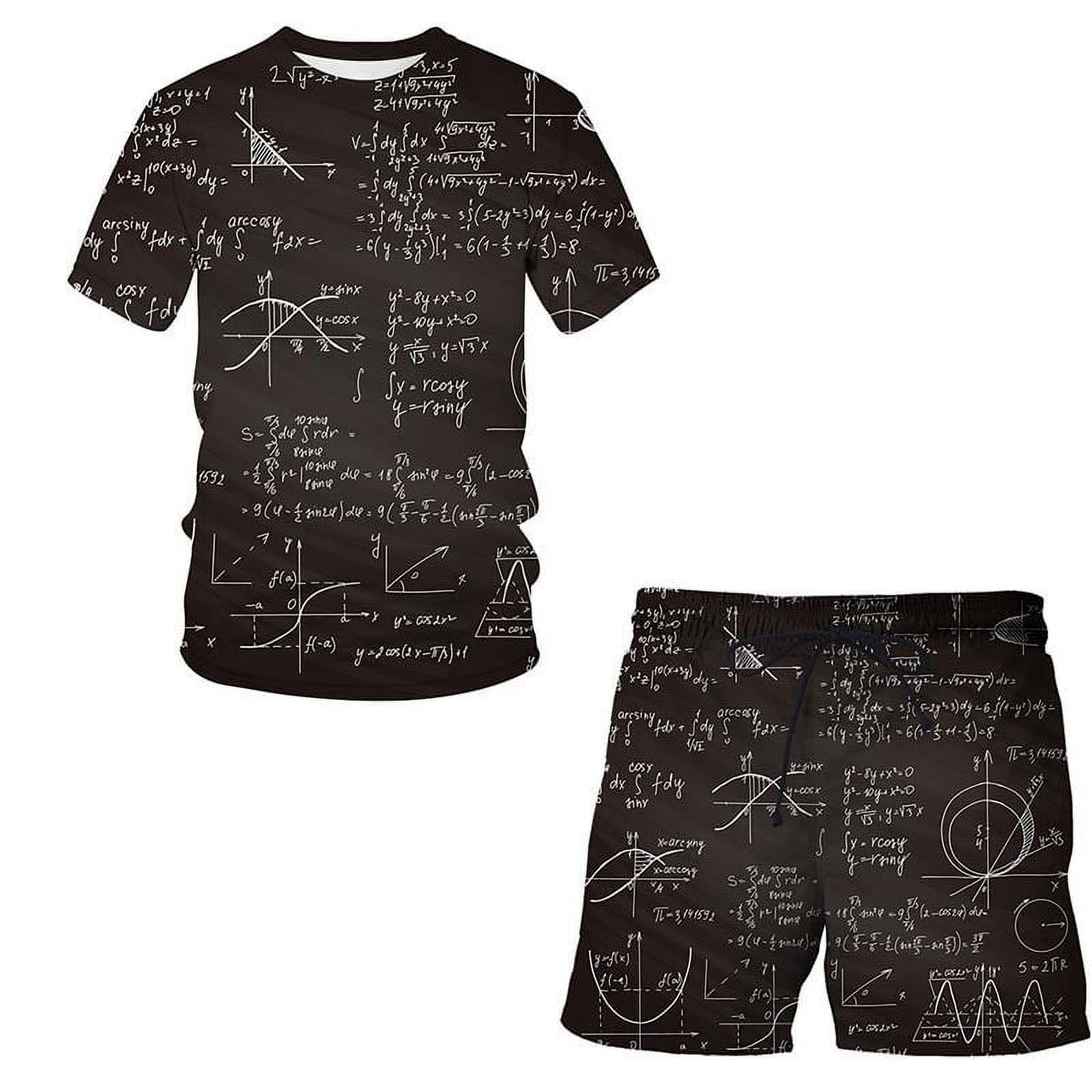 Men's Mathematical Formula 3D Digital Printing Short Sets Outfits 2 ...