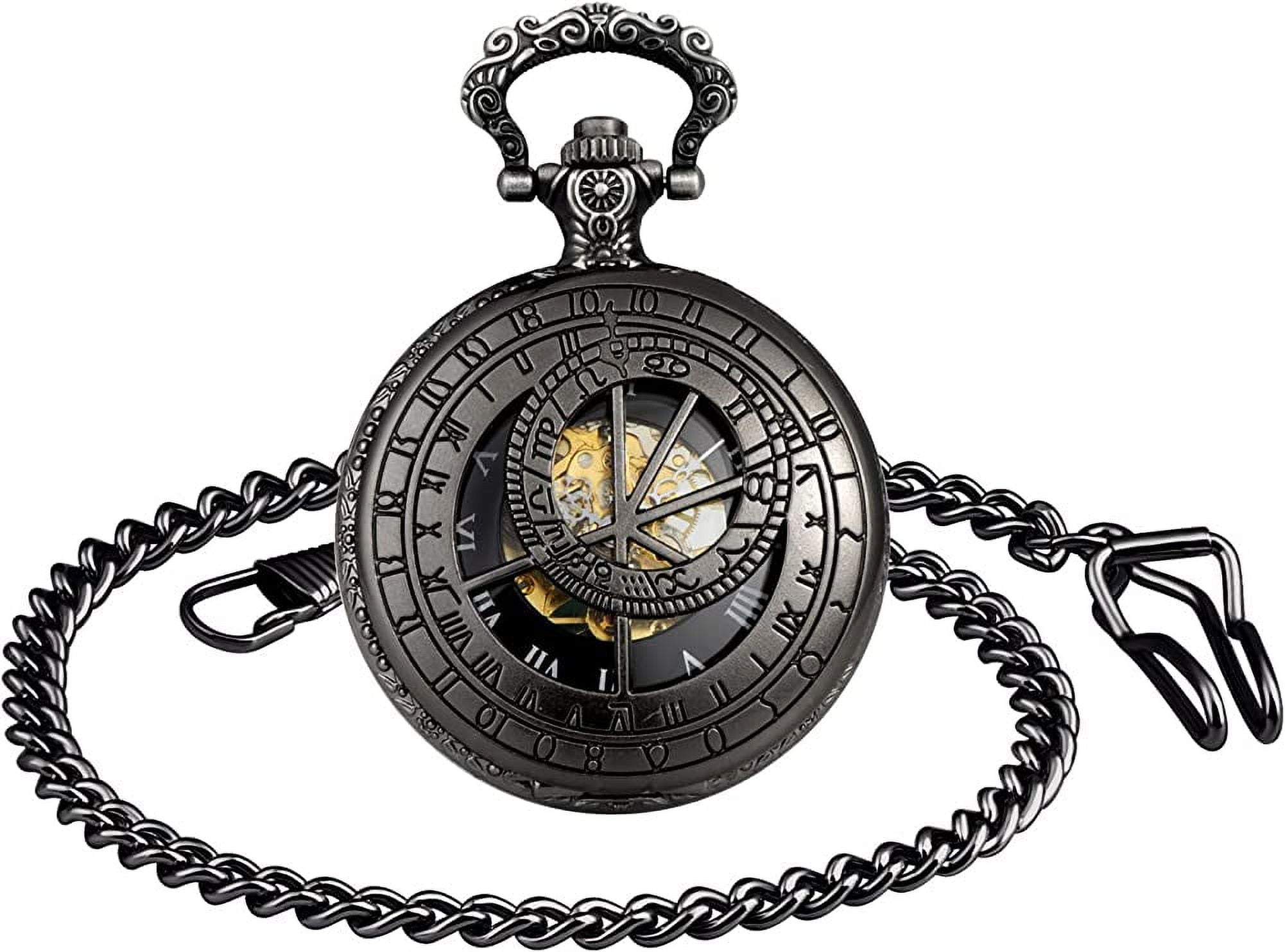 Men's Mechanical Pocket Watch, Roman Numeral Dial, Twelve Constellation ...