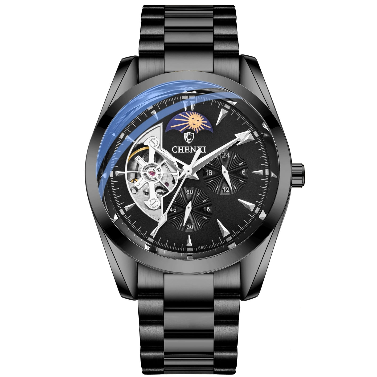 Men's Mechanical Watches Waterproof Sun Moon and Stars Automatic ...