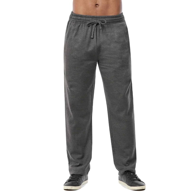 Men's Medium Weight Fleece Open Bottom Sweatpants with Pockets ...