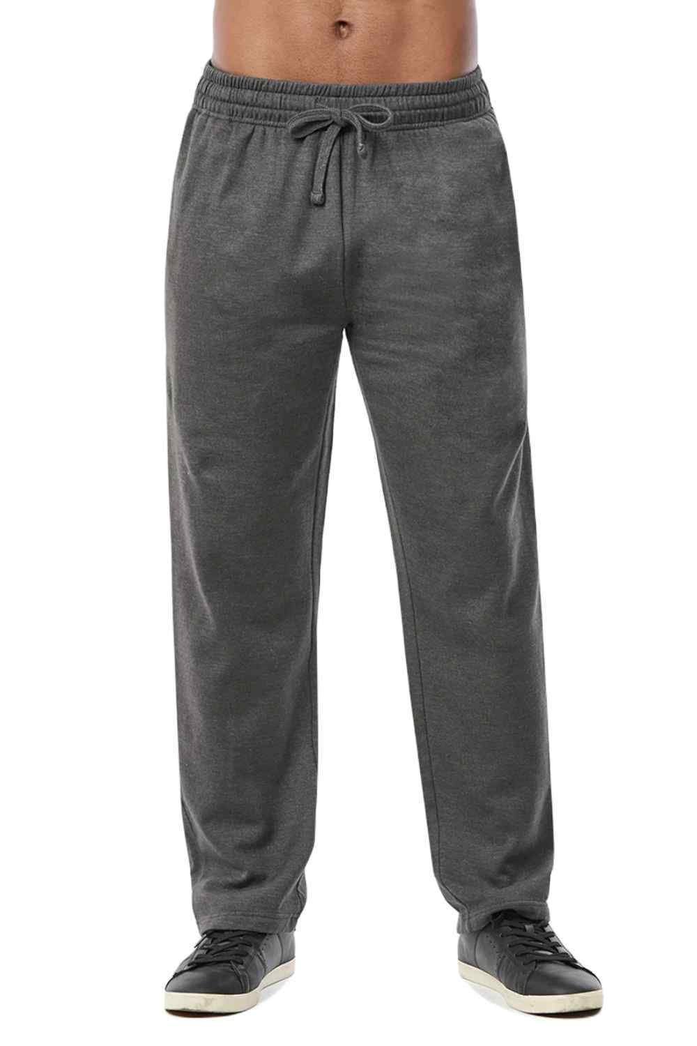 Men's Medium Weight Fleece Open Bottom Sweatpants with Pockets ...