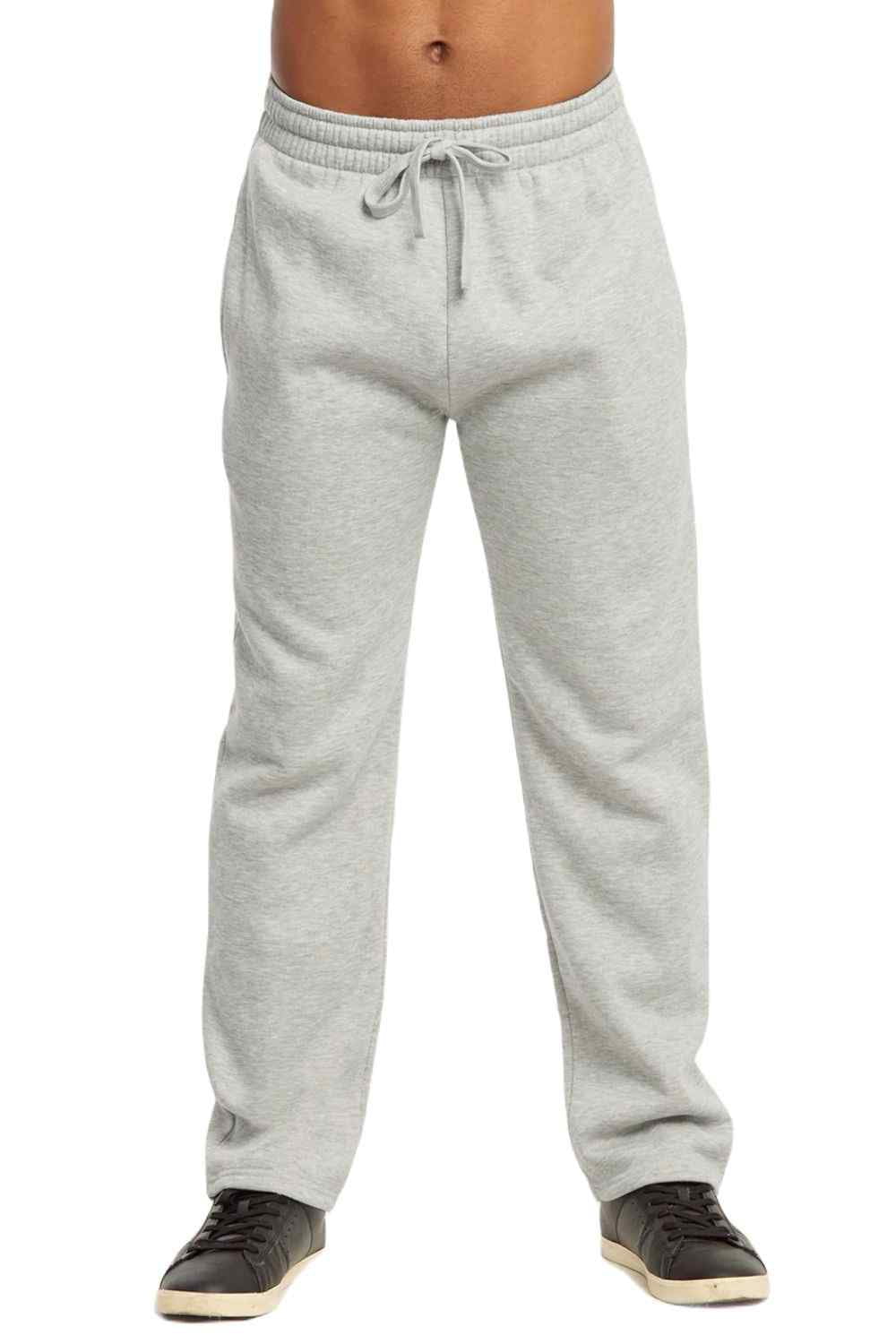 Men's Medium Weight Fleece Open Bottom Sweatpants with Pockets, Heather ...