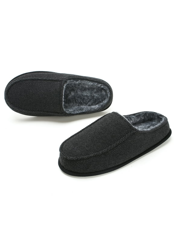 FamilyFairy Men's Memory Foam House Slippers Warm Slip-On Bedroom Shoes ...