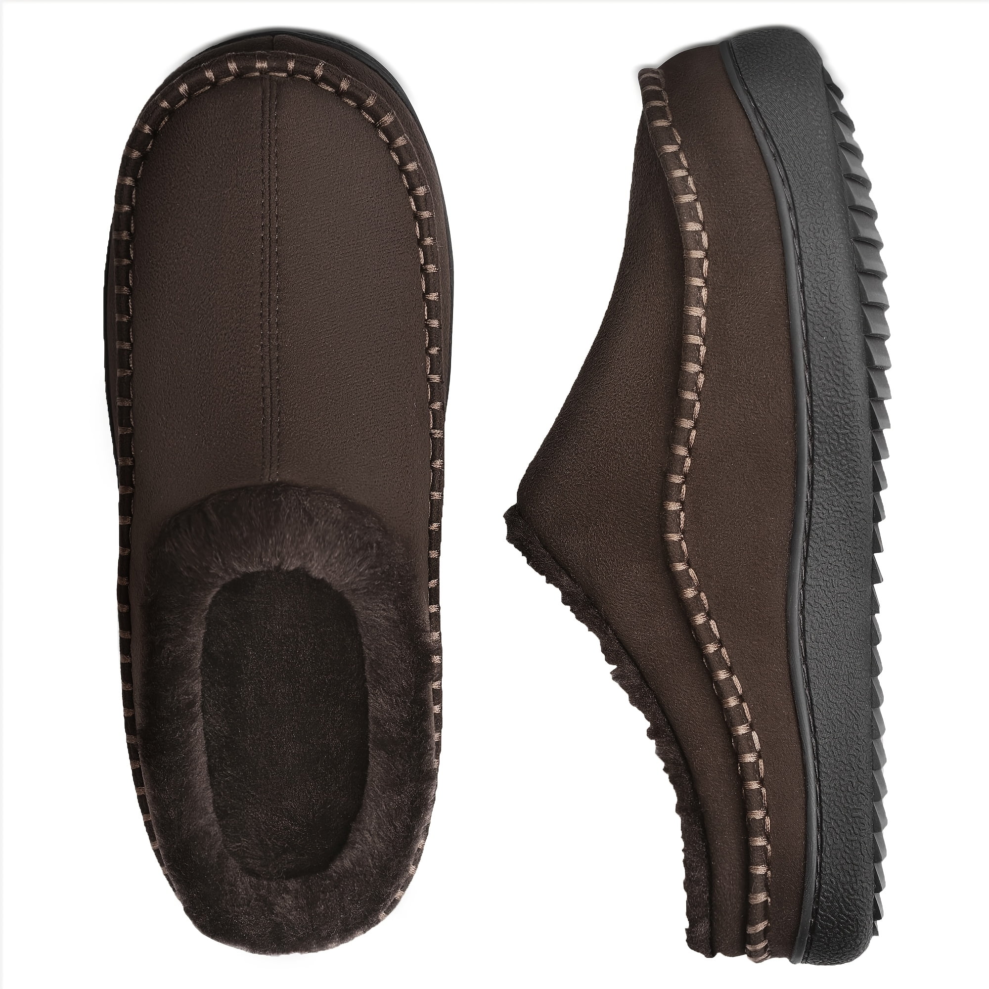 Men's Memory Foam Moccasin Slippers - Indoor/Outdoor House Shoes with ...