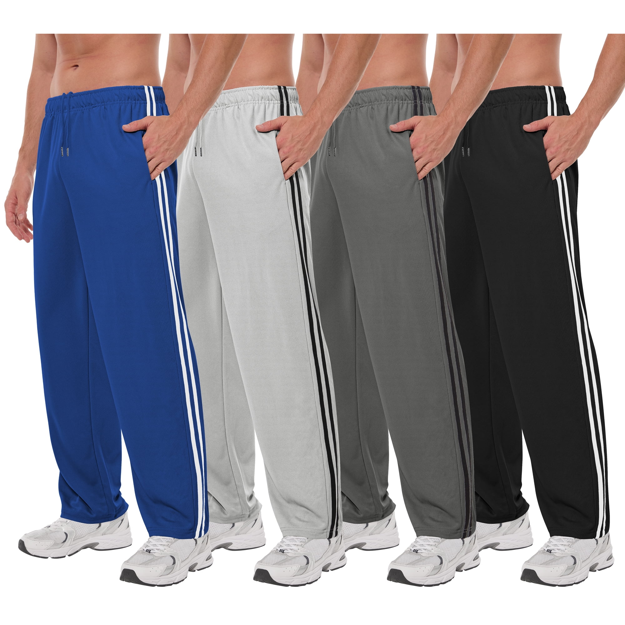 Men's Mesh Athletic Sweatpants with Pockets Open Bottom Gym Active ...