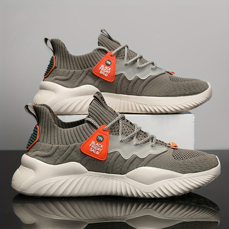Men's Mesh Sneakers - Comfortable Lace-up Walking Shoes with Cushioned ...