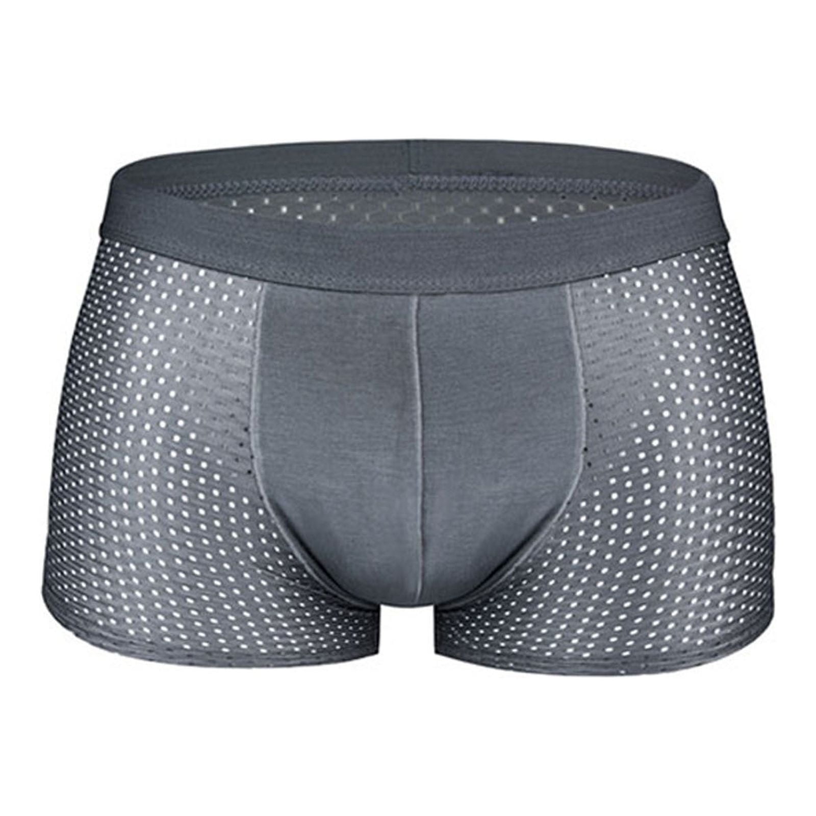 Men's Mesh Underwear Cooling Thin Ice Silk Breathable Boxer Briefs Soft ...