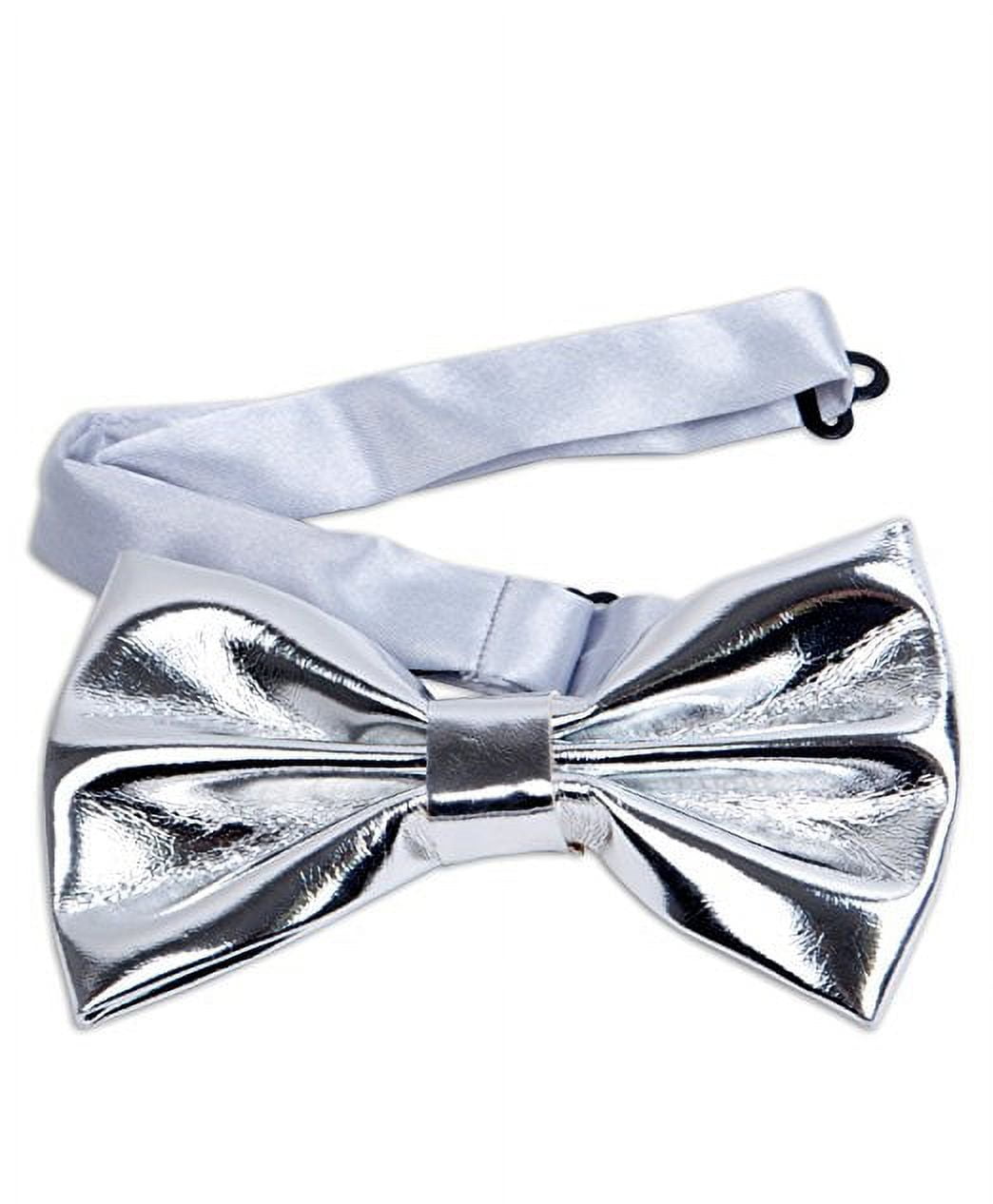 Men's Metallic Color Adjustable Banded Bow Tie-Silver - Walmart.com