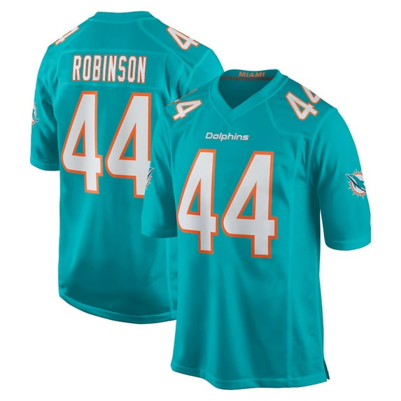 Men's Miami Robinson 44 Aqua Sports Player Game Stitched Name Number T ...