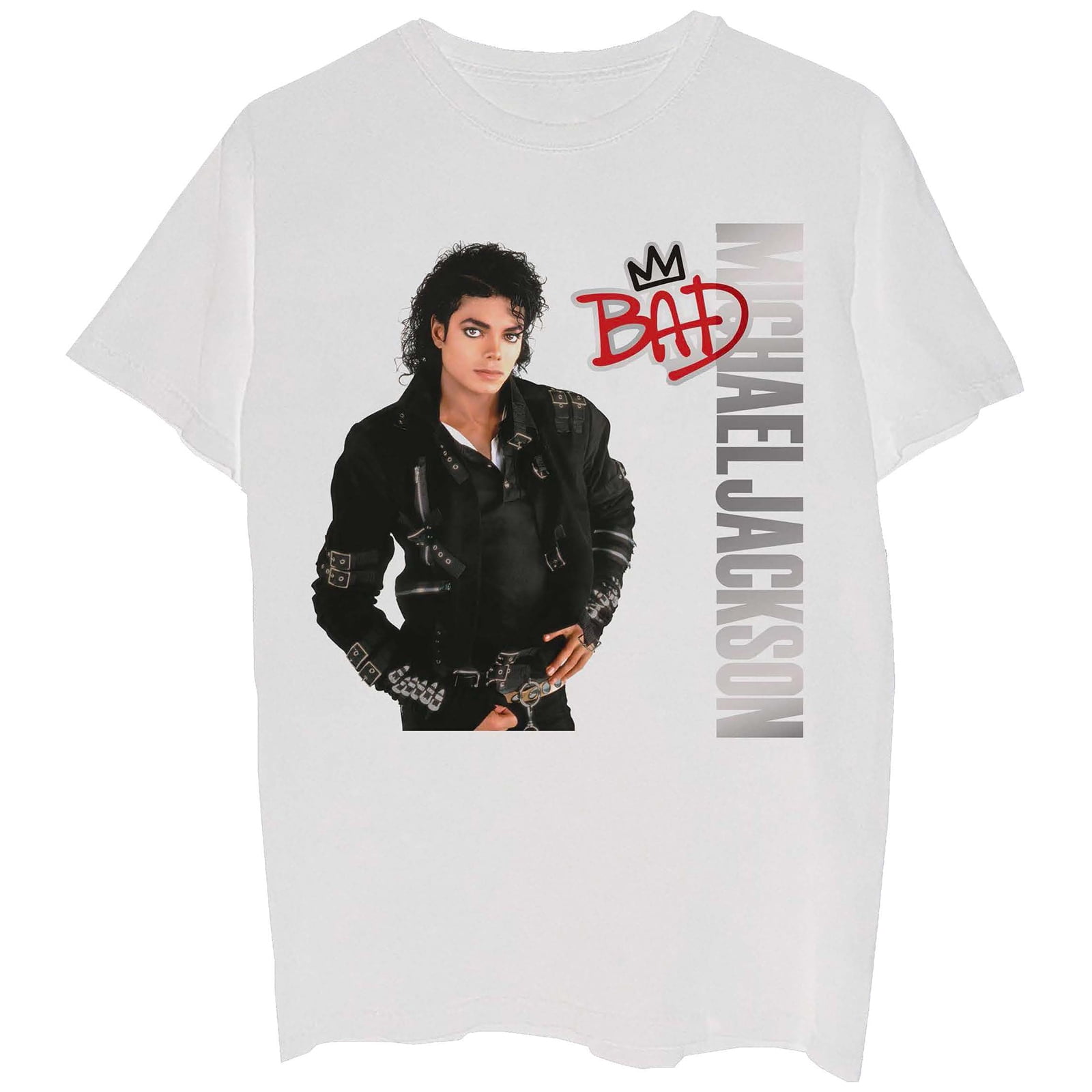 Men's Michael Jackson MJ Bad Silver Logo T-shirt XX-Large White ...