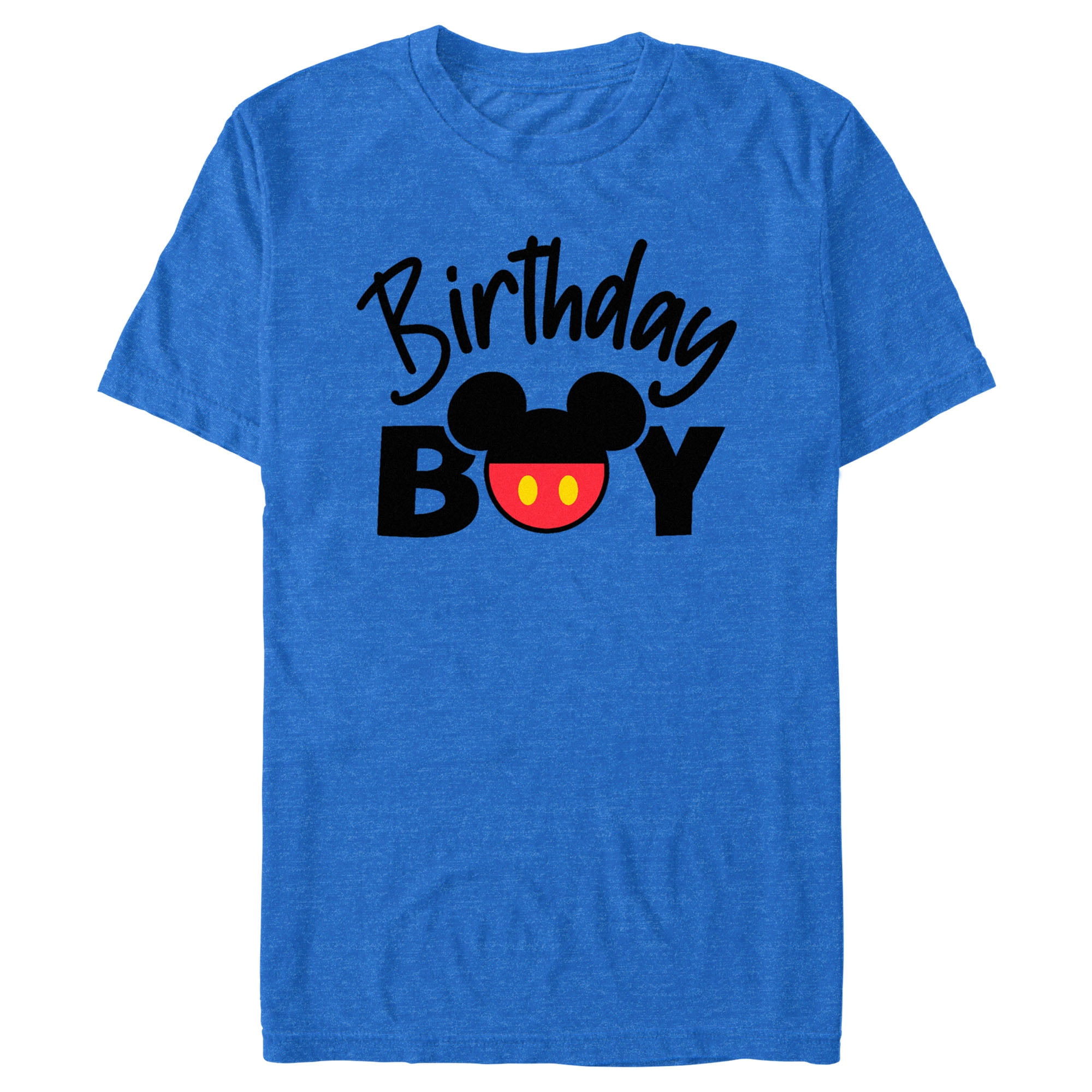 Men's Mickey & Friends Birthday Boy Logo Graphic Tee Royal Blue Heather ...
