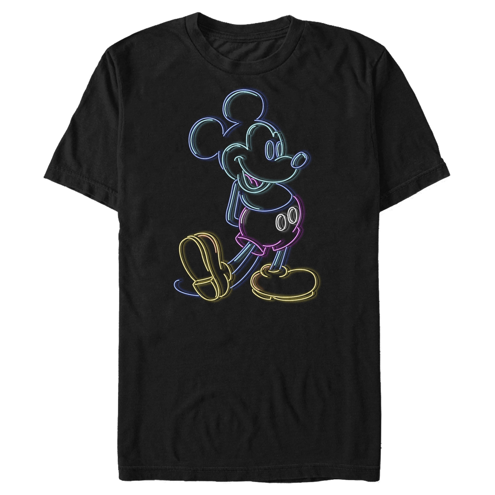 Men's Mickey & Friends Bright Neon Mickey Mouse Outline Graphic Tee ...