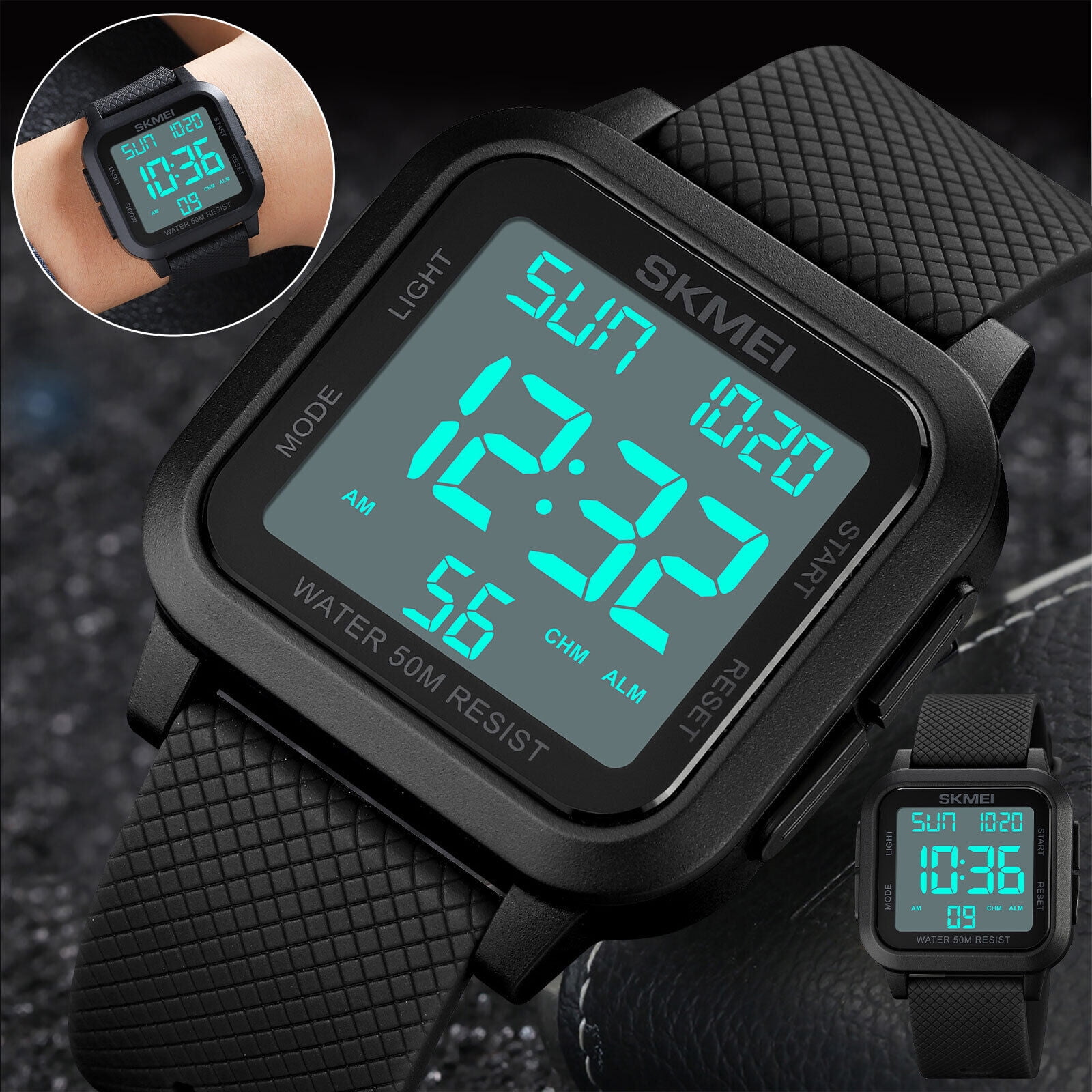 Men's Military Sports Watch LED Screen Large Digital Face Waterproof ...