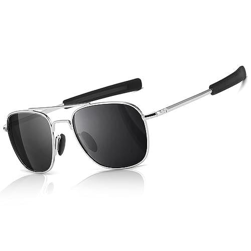 Men’s Military-Style Polarized Aviator Sunglasses with UV400 Protection ...