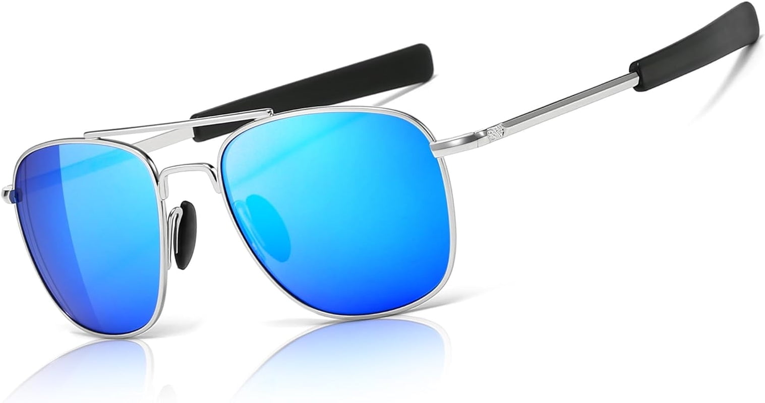 Mens Military Style Polarized Pilot Aviator Sunglasses Bayonet Temples