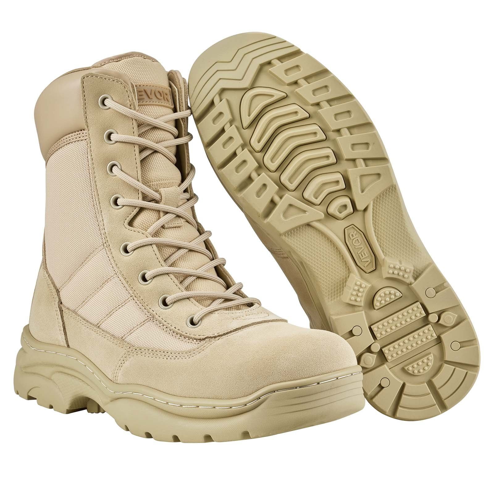 Men's Military Tactical Boots 8 Inch Sand-color Side Zipper US Size 12 ...