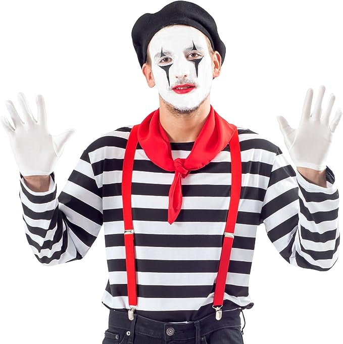 Men's Mime Costume Set with Makeup Kit Halloween Costume Cosplay ...