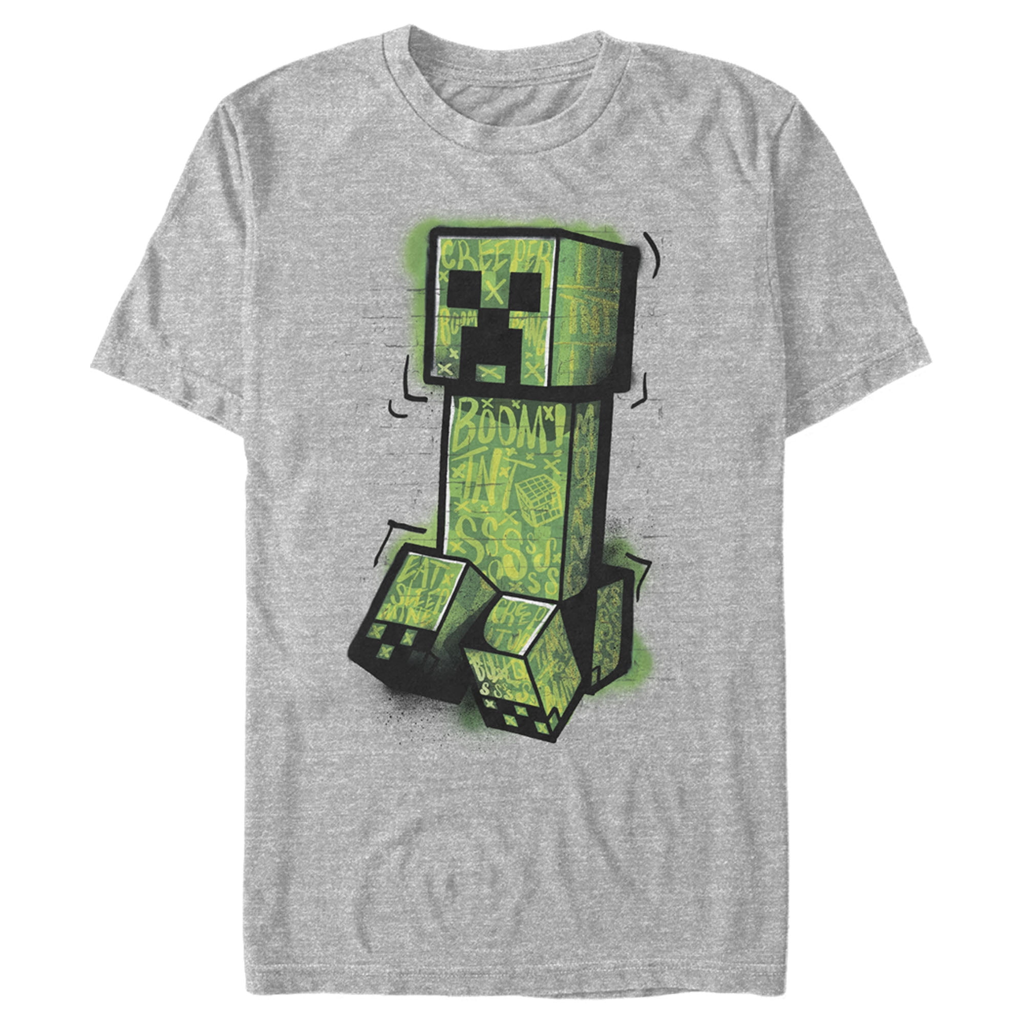 Men's Minecraft Graffiti Creeper Graphic Tee Athletic Heather 2X Large ...