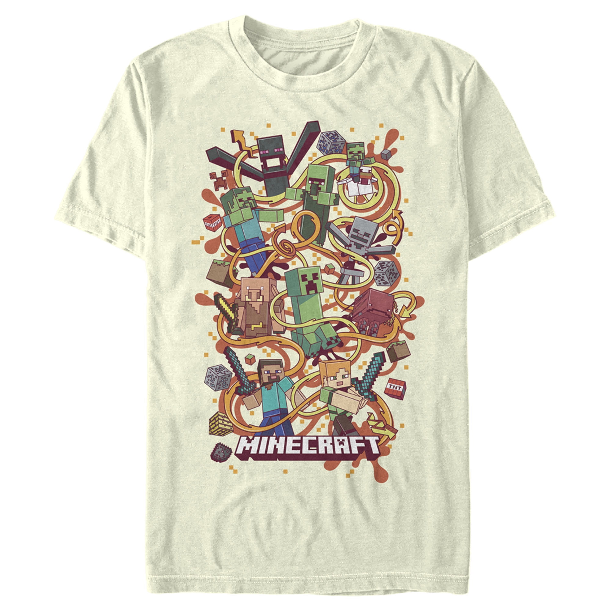 Men's Minecraft Group Shot Graphic Tee Beige X Large - Walmart.com
