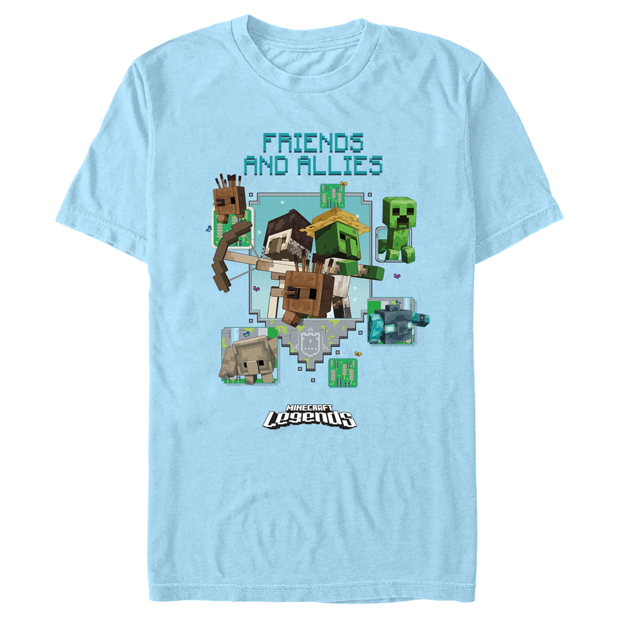 Men's Minecraft Legends Friends and Allies Graphic Tee Light Blue X ...