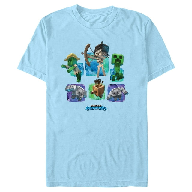 Men's Minecraft Legends Watercolor Mobs Graphic Tee Light Blue 2X Large ...