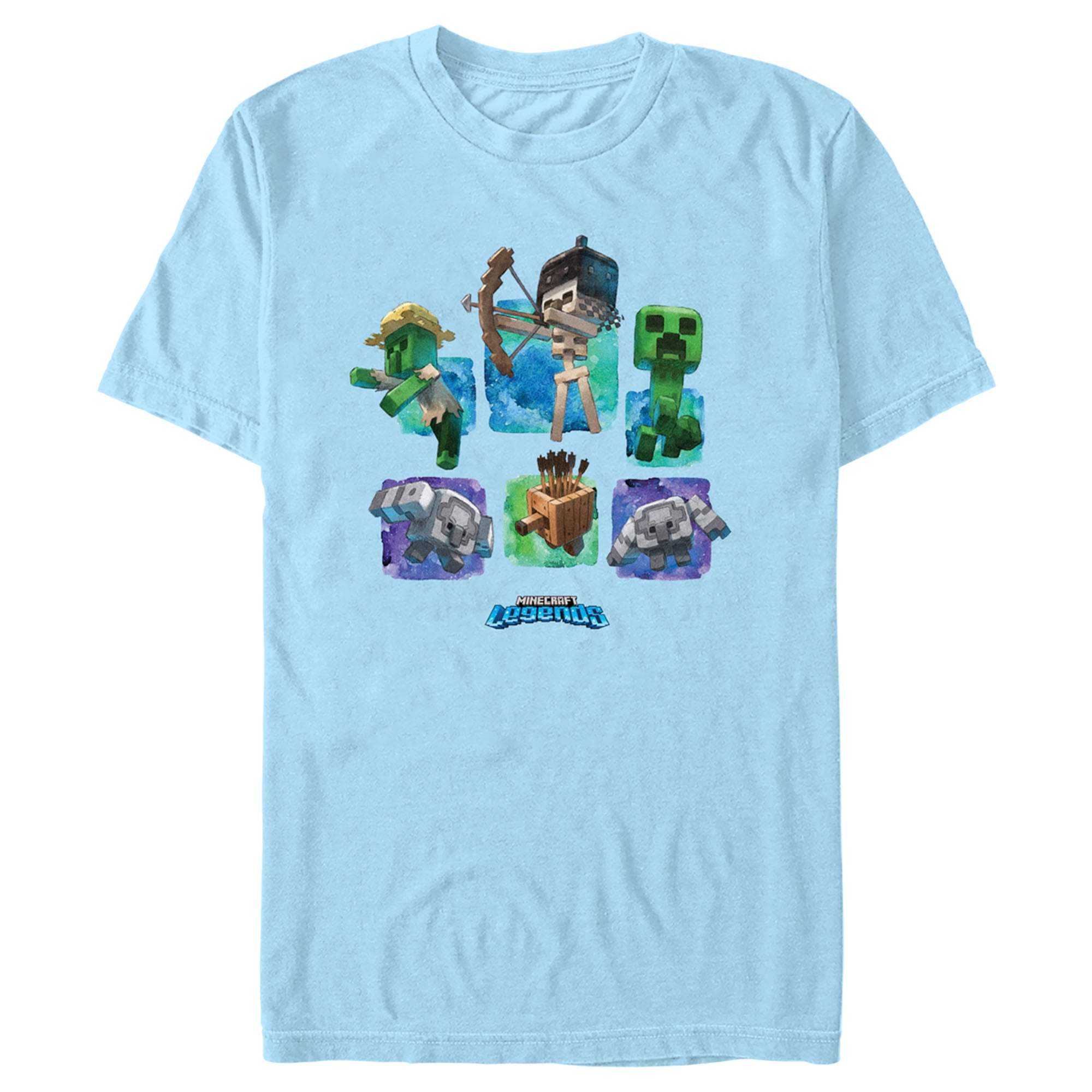 Men's Minecraft Legends Watercolor Mobs Graphic Tee Light Blue Small ...