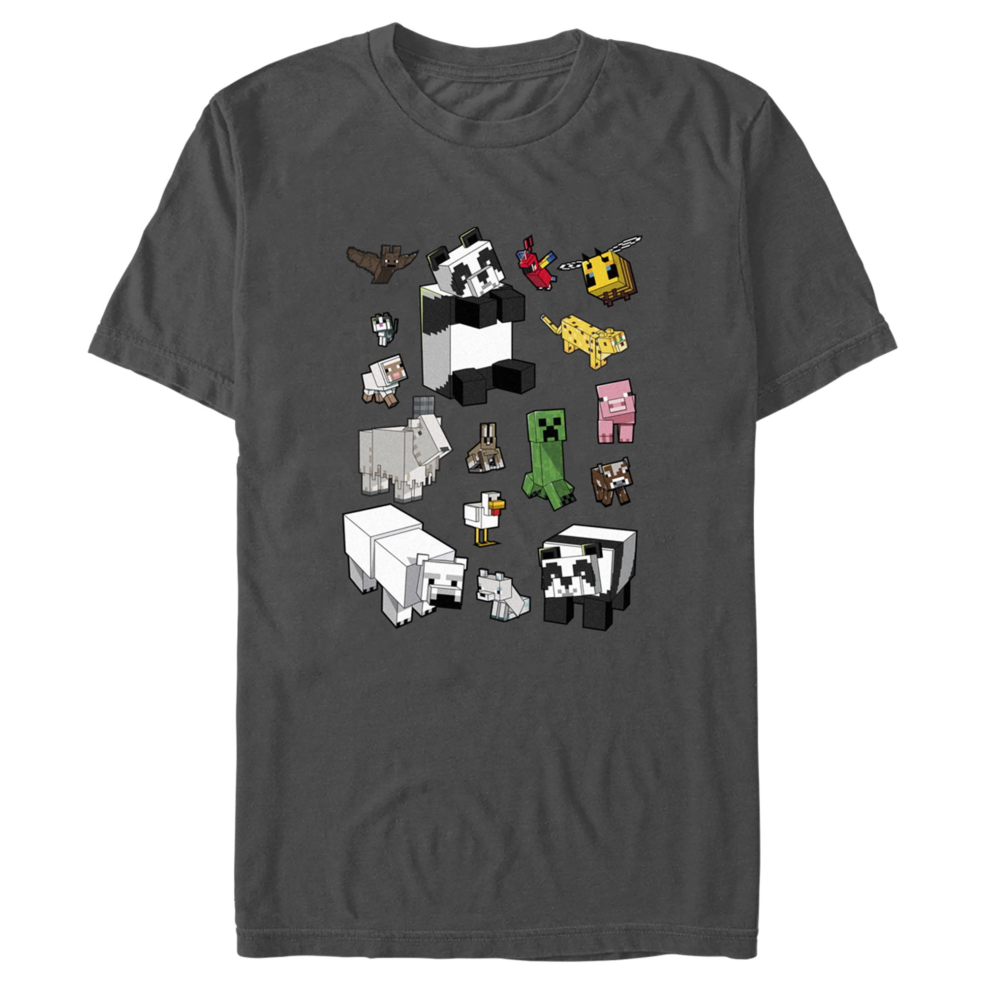 Men's Minecraft Overworld Mobs Graphic Tee Charcoal Large - Walmart.com