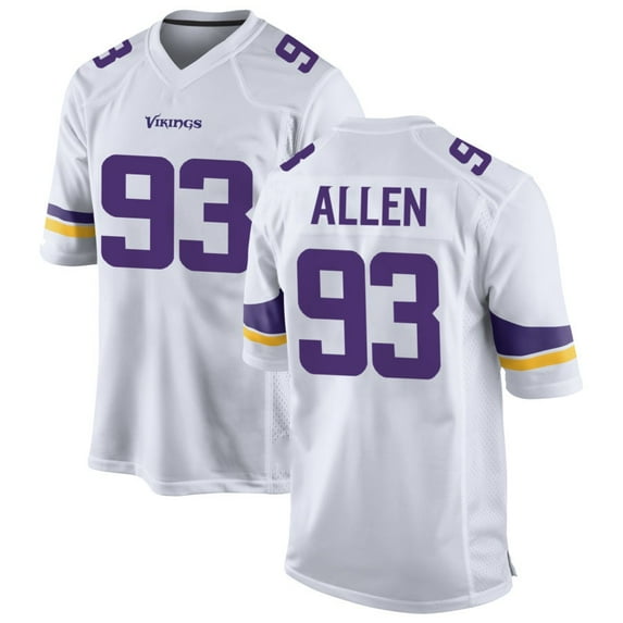 Men's Minnesota Allen 93 White Sports Player Game Stitched Name Number ...