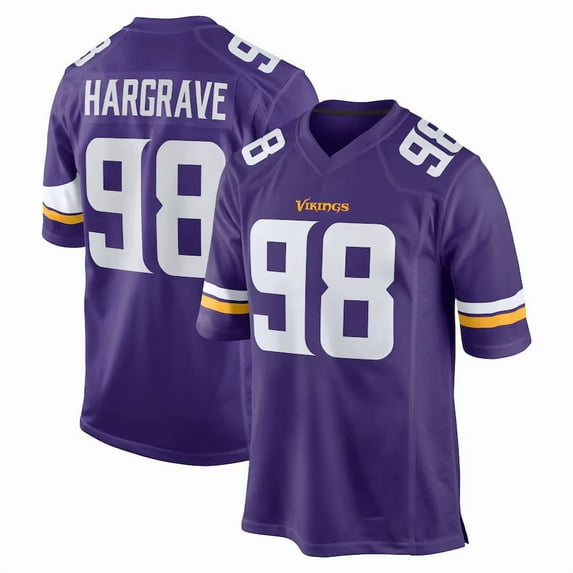 Men's Minnesota Hargrave 98 Purple Sports Player Game Stitched Name ...