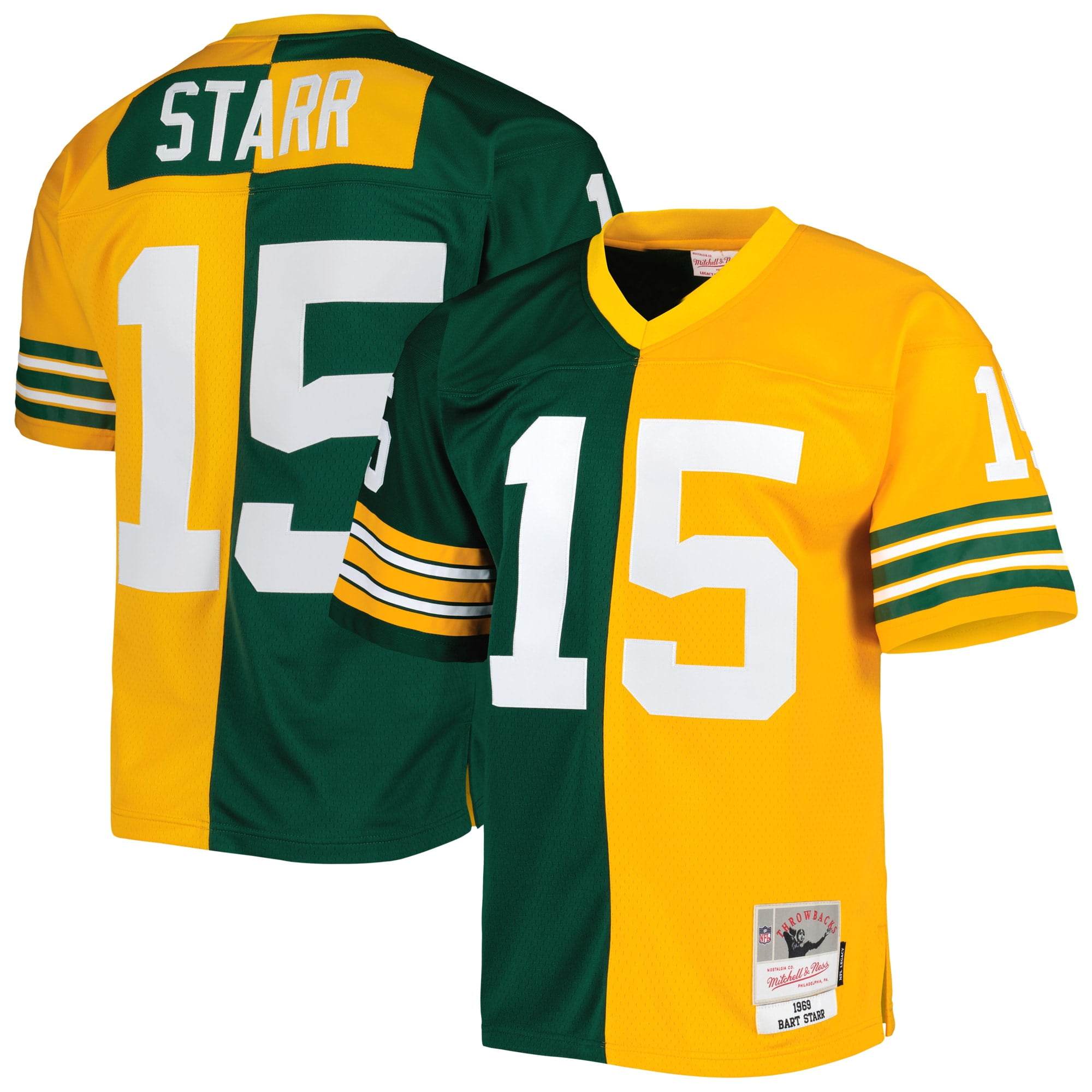 Men's Mitchell & Ness Bart Starr Green/Gold Green Bay Packers 1969 ...