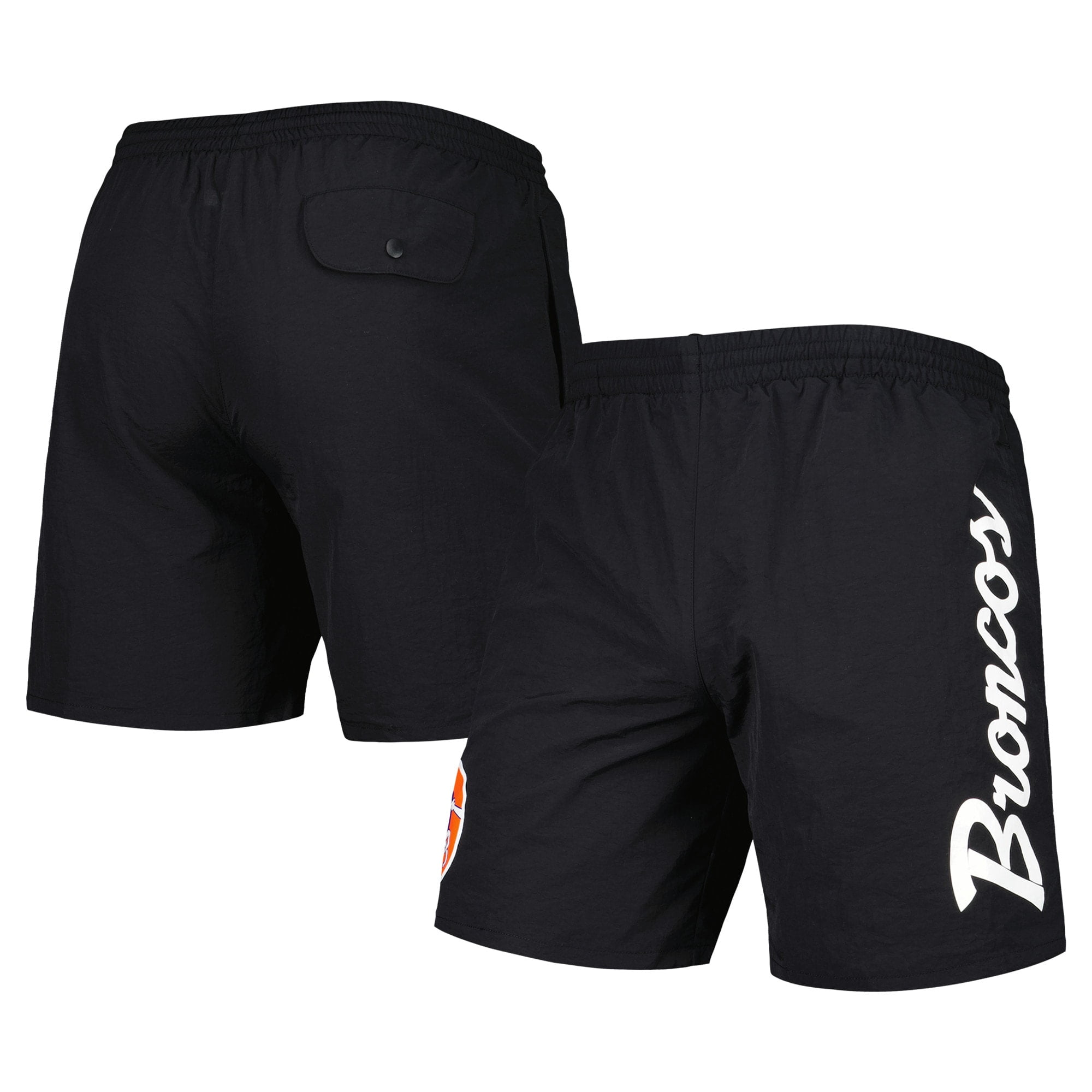 Men's Mitchell & Ness Black Denver Broncos Team Essentials Nylon Shorts ...