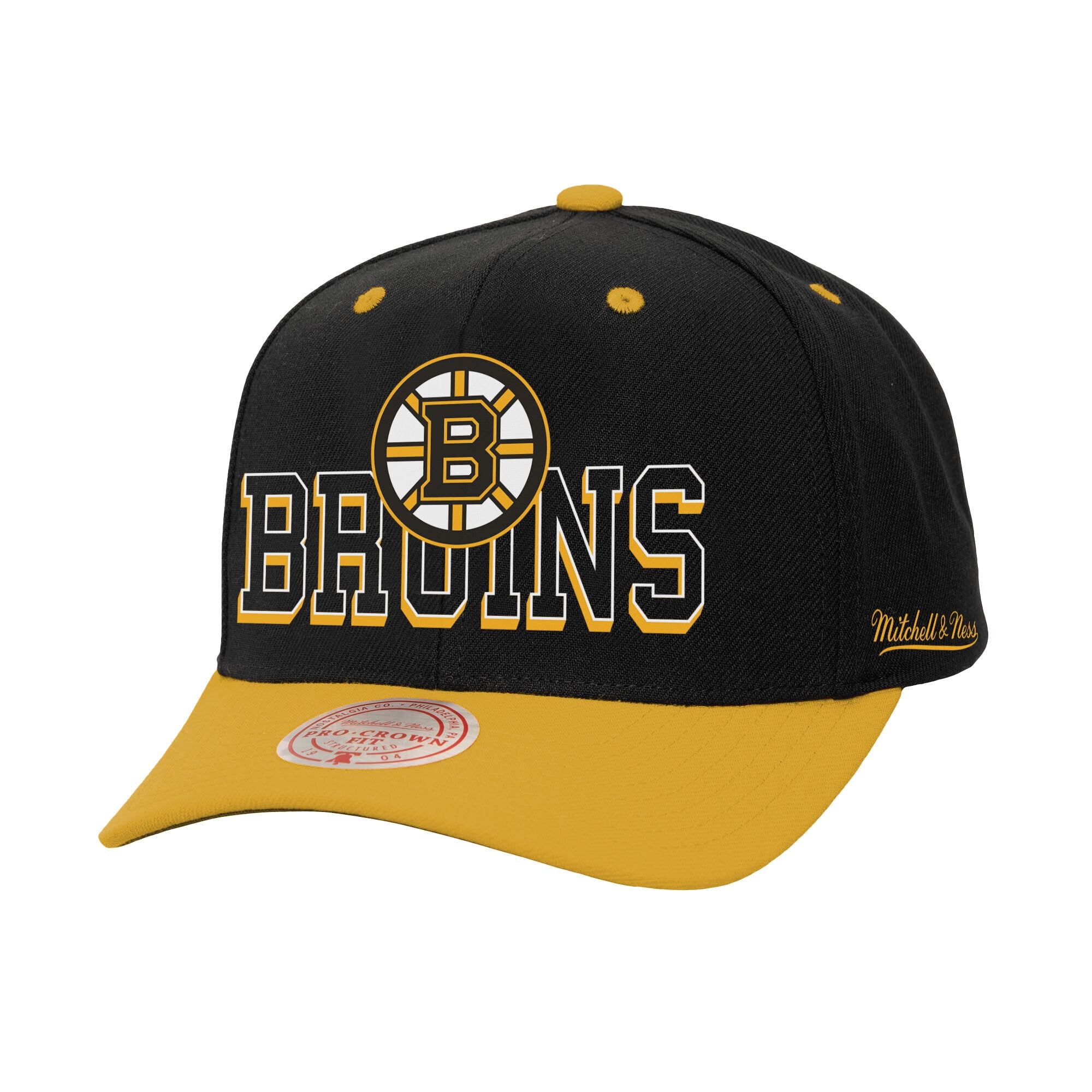 Men's Mitchell & Ness Black/Gold Boston Bruins Backside Script 2-Tone ...
