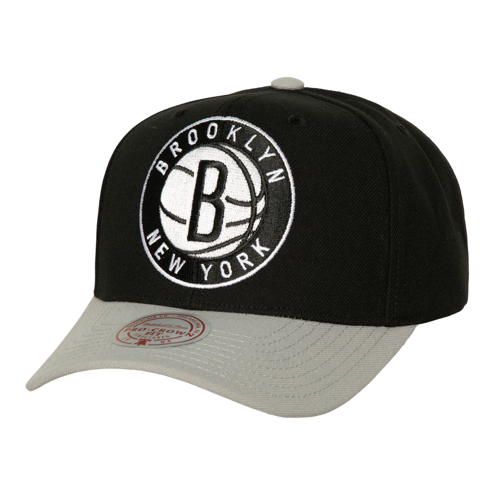 Men's Mitchell & Ness Black/Gray Brooklyn Nets Soul XL Logo Pro Crown ...