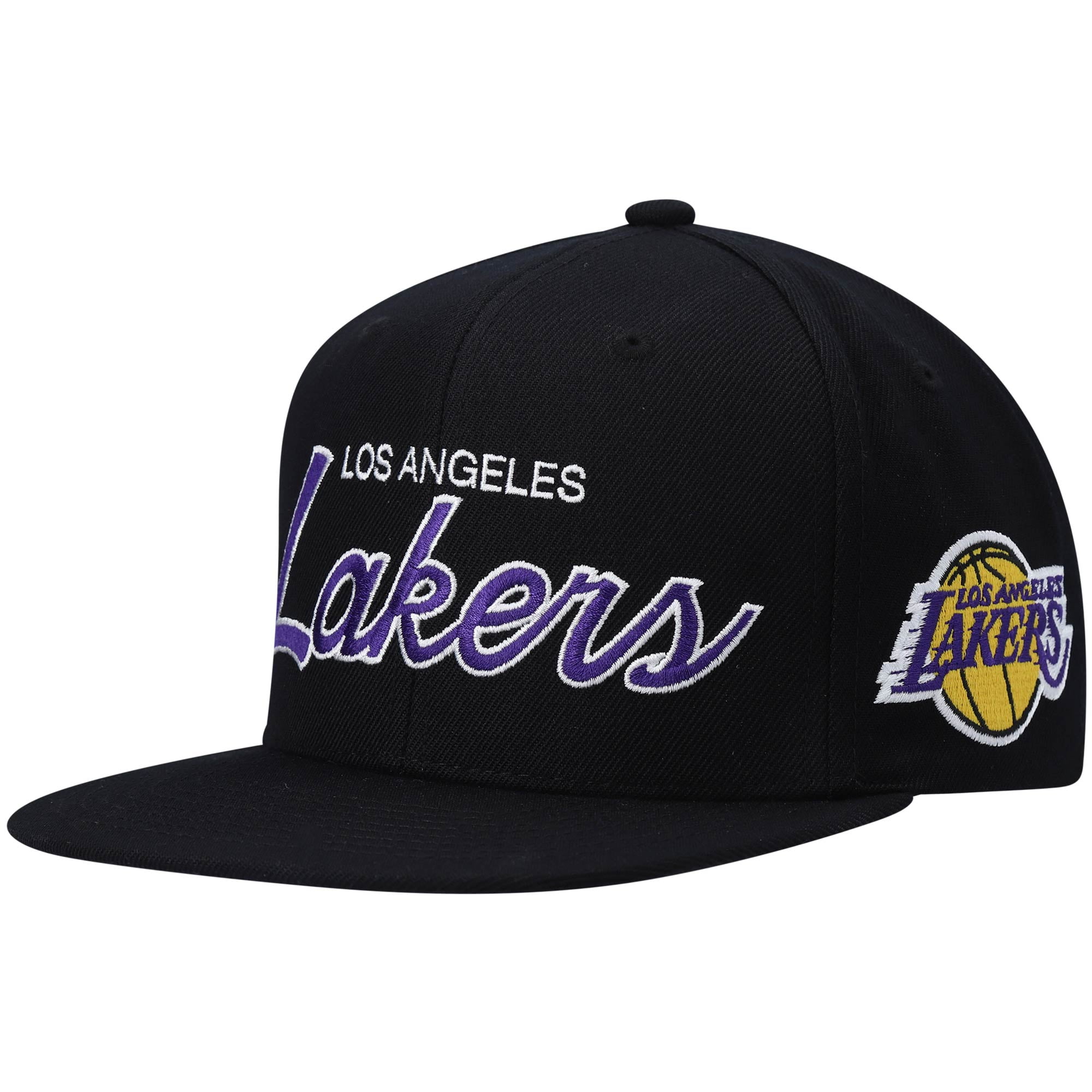 Men's Mitchell & Ness Black Los Angeles Lakers Hardwood Classics Script ...