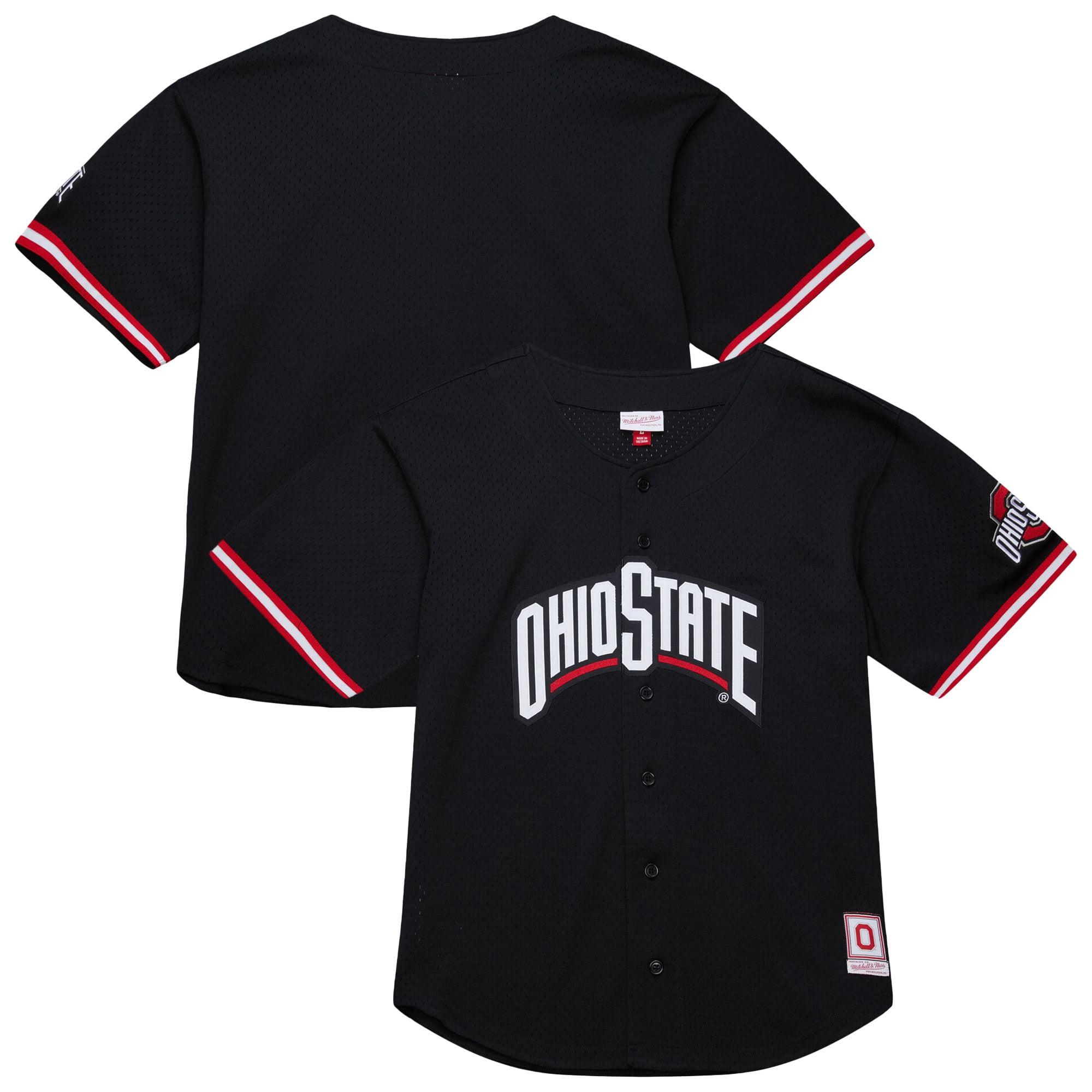 Men's Mitchell & Ness Black Ohio State Buckeyes On The Clock Full-Button Fashion Jersey ...