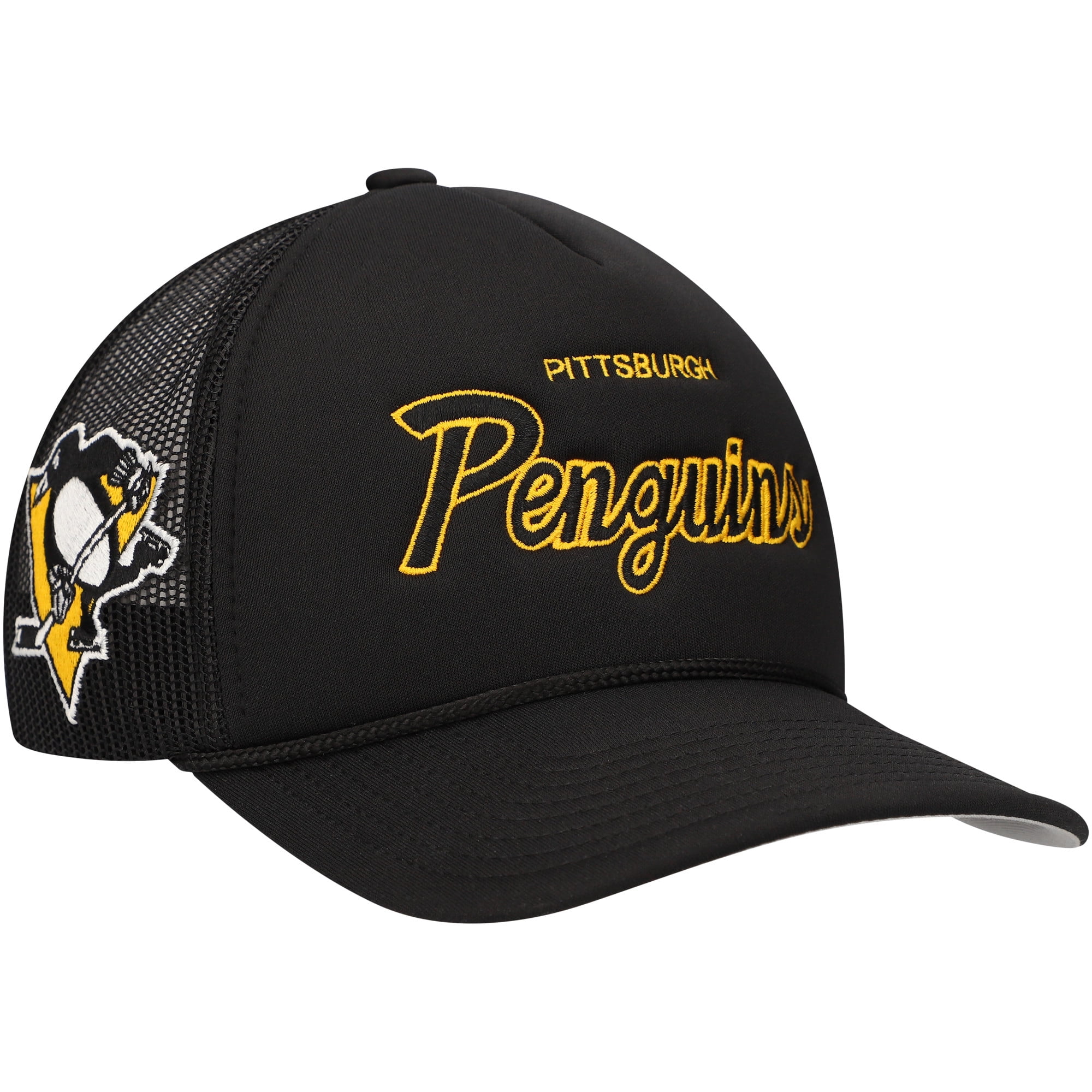 Men's Mitchell & Ness Black Pittsburgh Penguins Script Side Patch ...