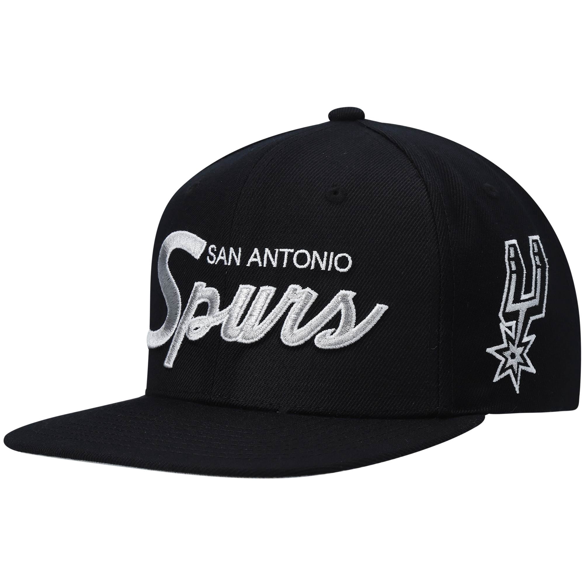 Men's Mitchell & Ness Black San Antonio Spurs Hardwood Classics Script ...
