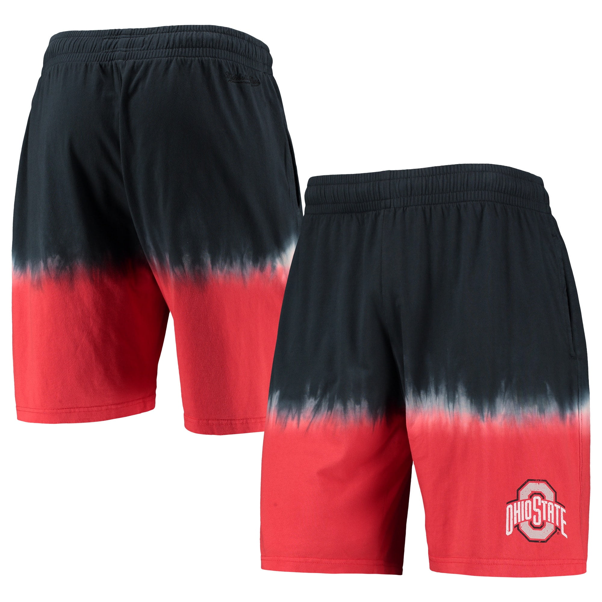 Men's Mitchell & Ness Black/Scarlet Ohio State Buckeyes Tie-Dye Shorts ...