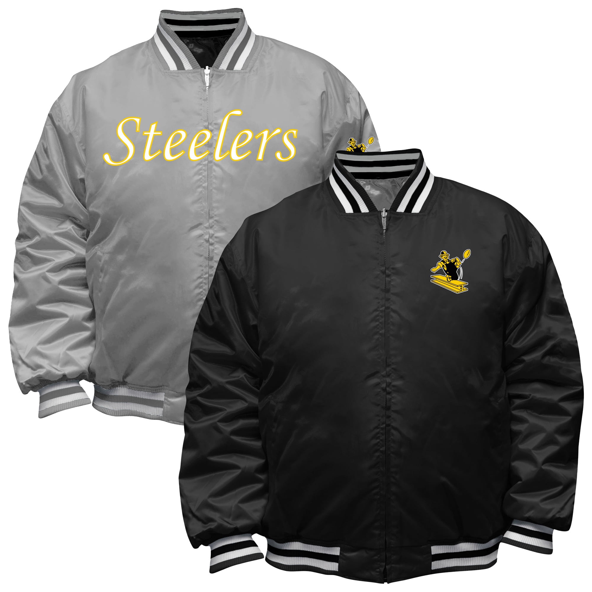 Men's Mitchell & Ness Black/Silver Pittsburgh Steelers Big & Tall ...