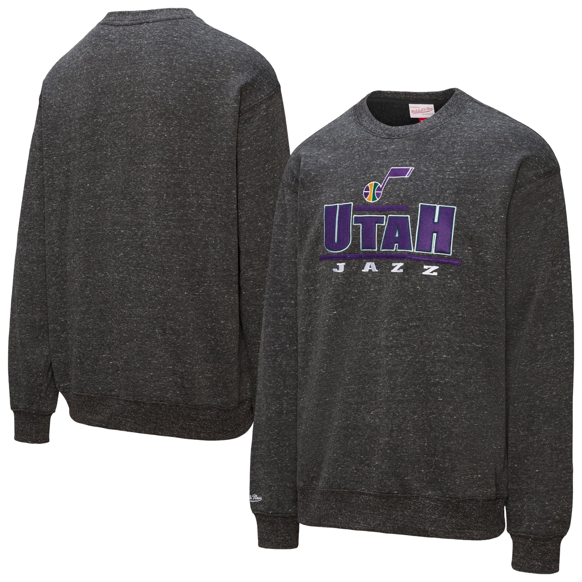 Men's Mitchell & Ness Black Utah Jazz Throw It Back Fleece Sweatshirt ...