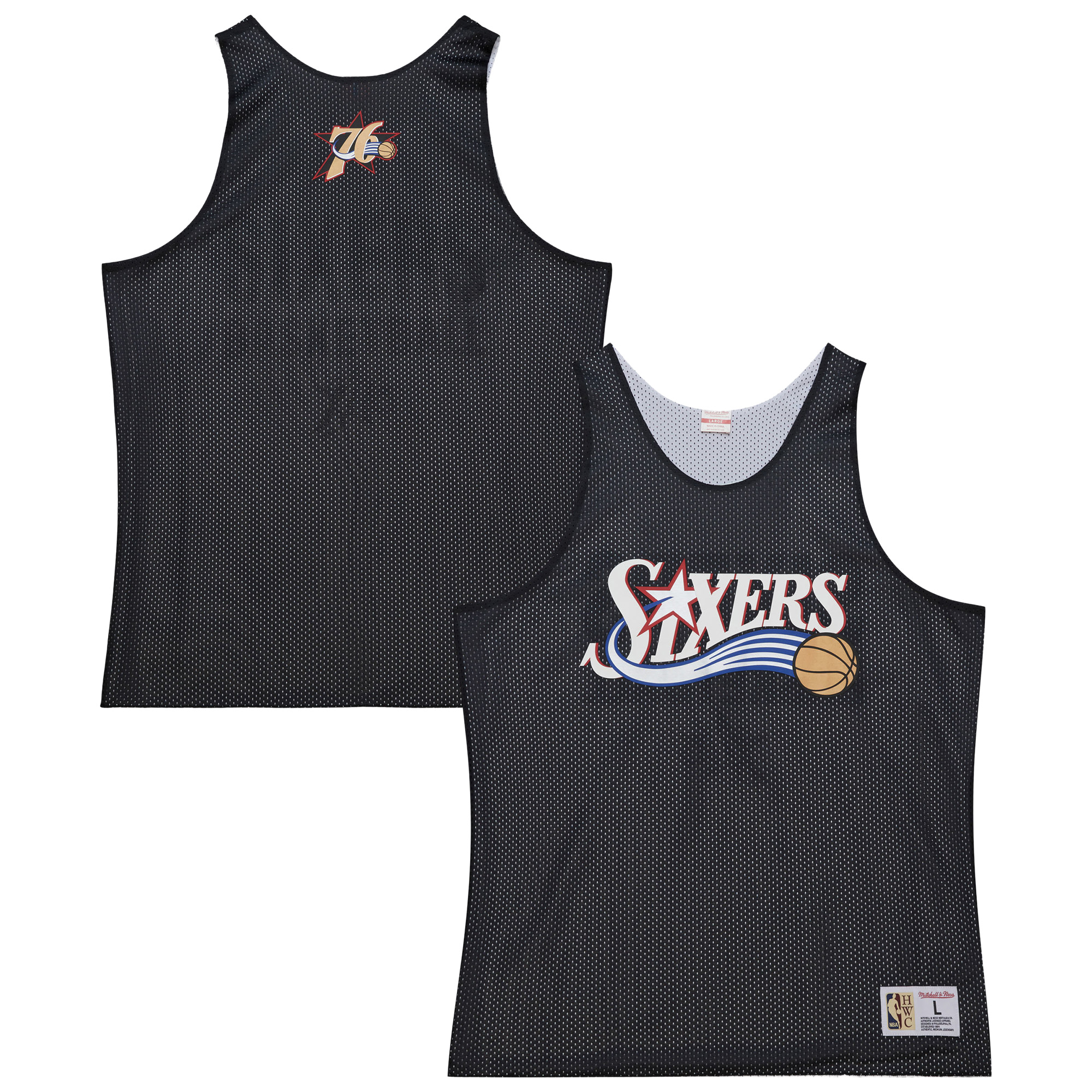 Men's Mitchell & Ness Black/White Philadelphia 76ers Hardwood Classics ...