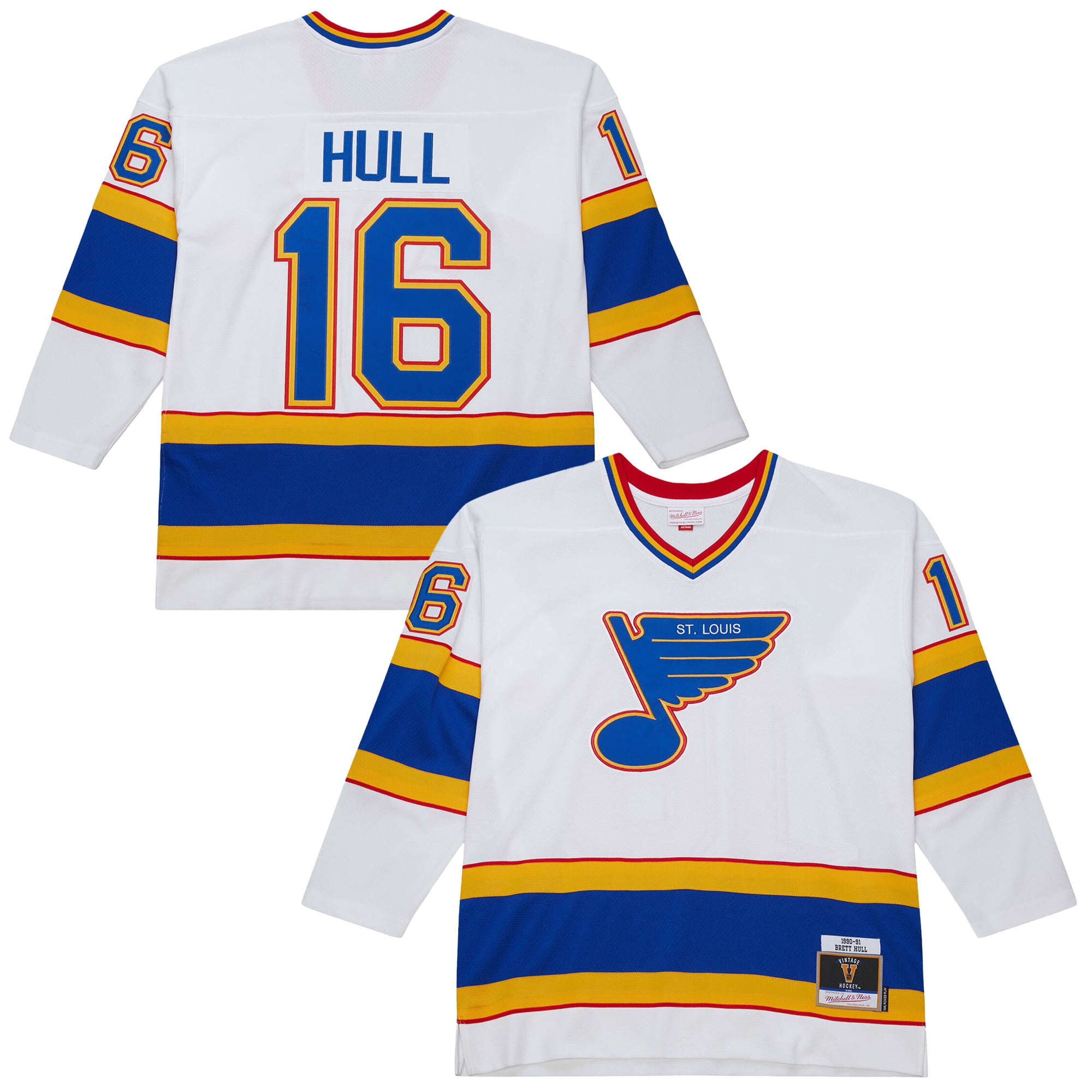 Men's Mitchell & Ness Brett Hull White St. Louis Blues 1990-91 Power ...