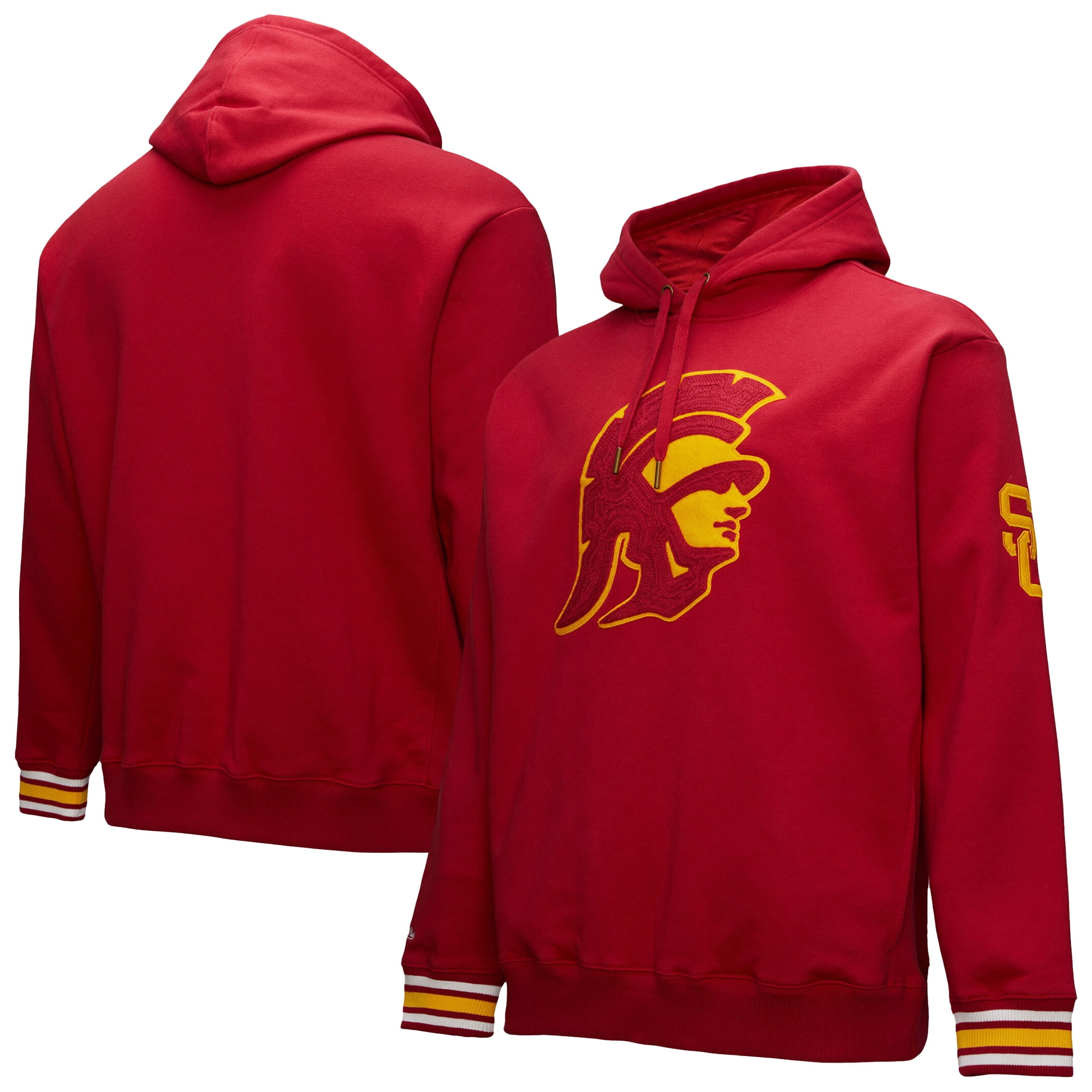 Men's Mitchell & Ness Cardinal USC Trojans Chainstich Fleece Pullover ...
