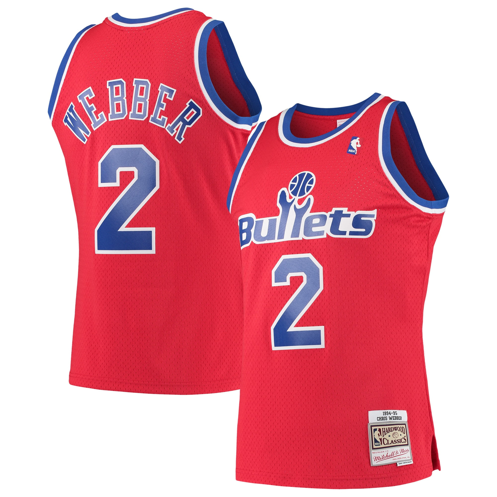 Men's Mitchell & Ness Chris Webber Red Washington Bullets 1994/95 ...